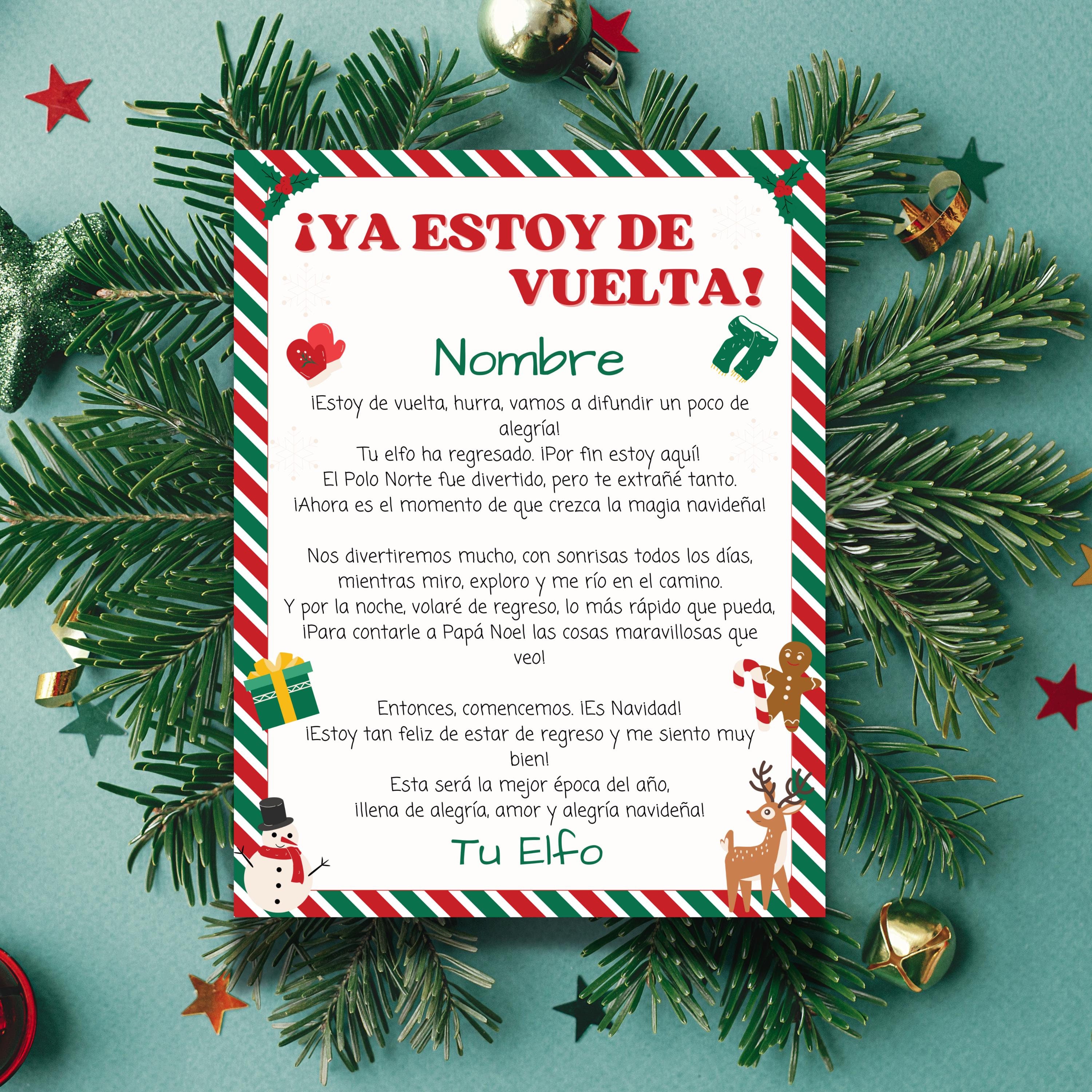 Carta de Regreso del Elfo en el Estante, Plantilla Carta de Bienvenida ...