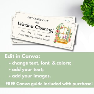 Window Cleaning Gift Voucher Printable, Glass Cleaning Gift Certificate ...