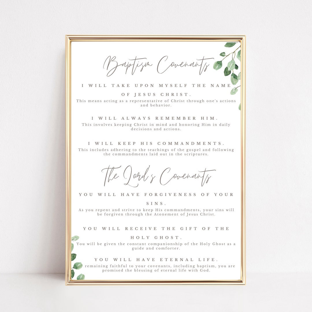 LDS Baptism Covenants Print - Religious Wall Art, Baptismal Promises ...