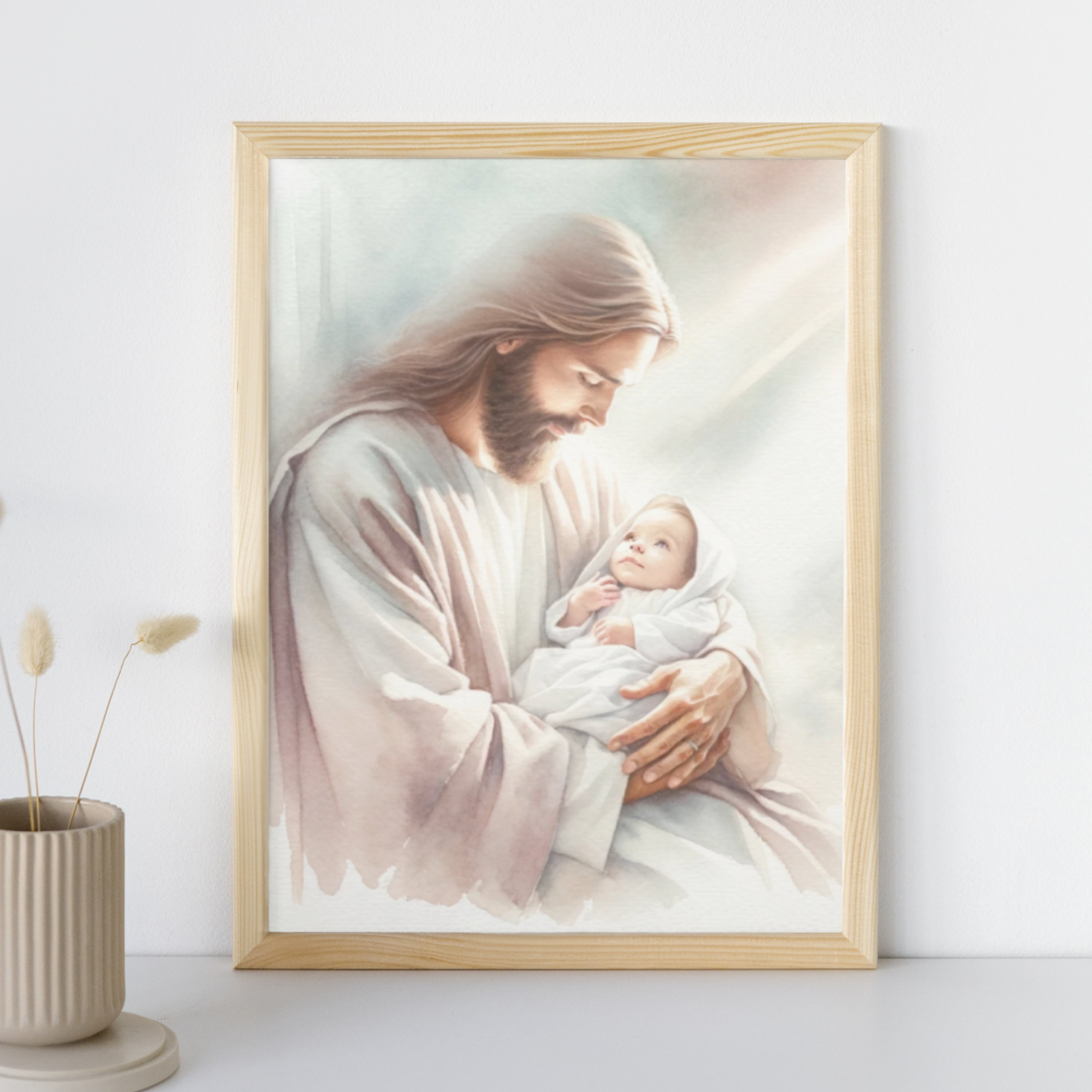 Jesus Holding Baby Print, Nursery Art, Miscarriage Grief Poster, Infant ...