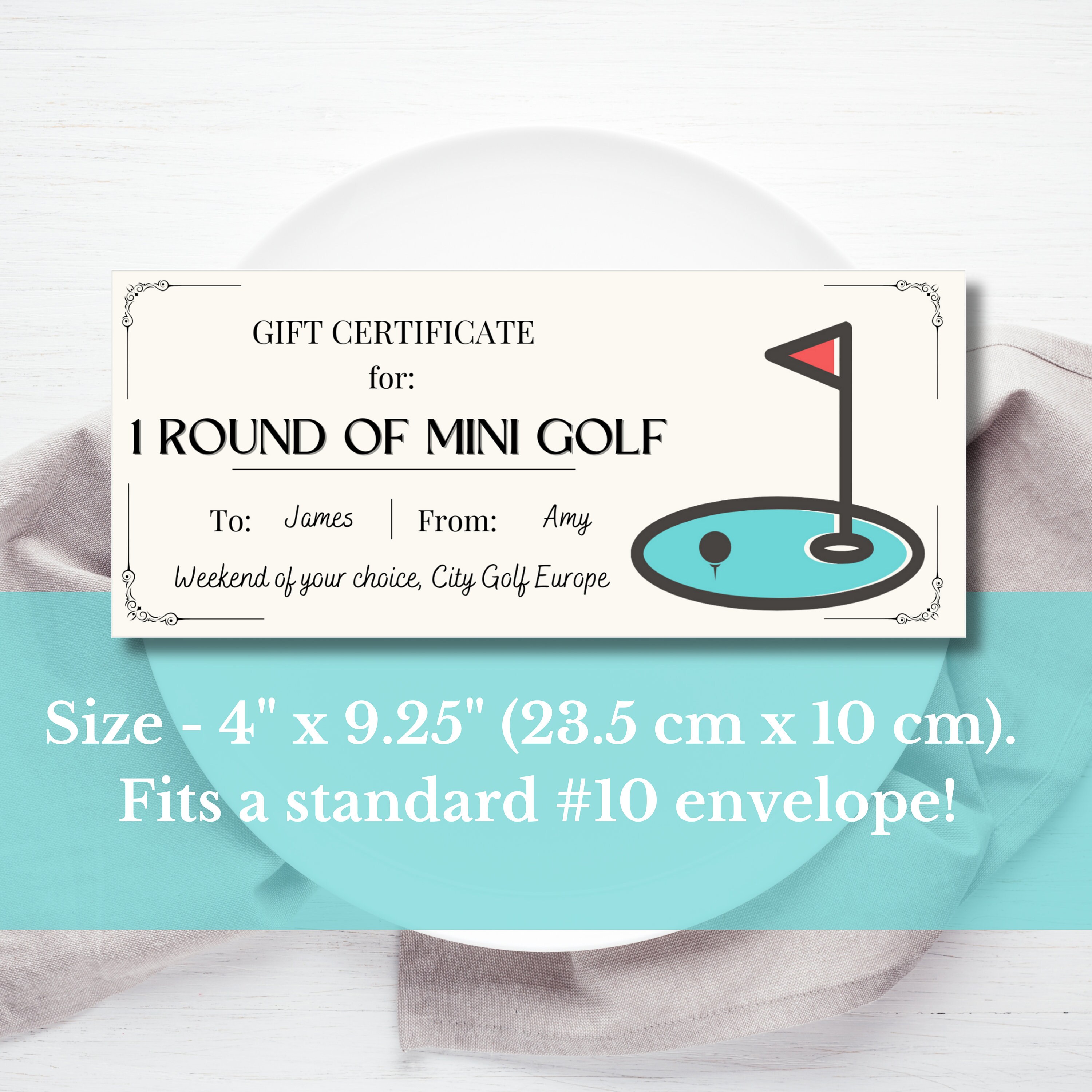 Mini Golf Gift Certificate, Miniature Golf Surprise Gift Voucher ...