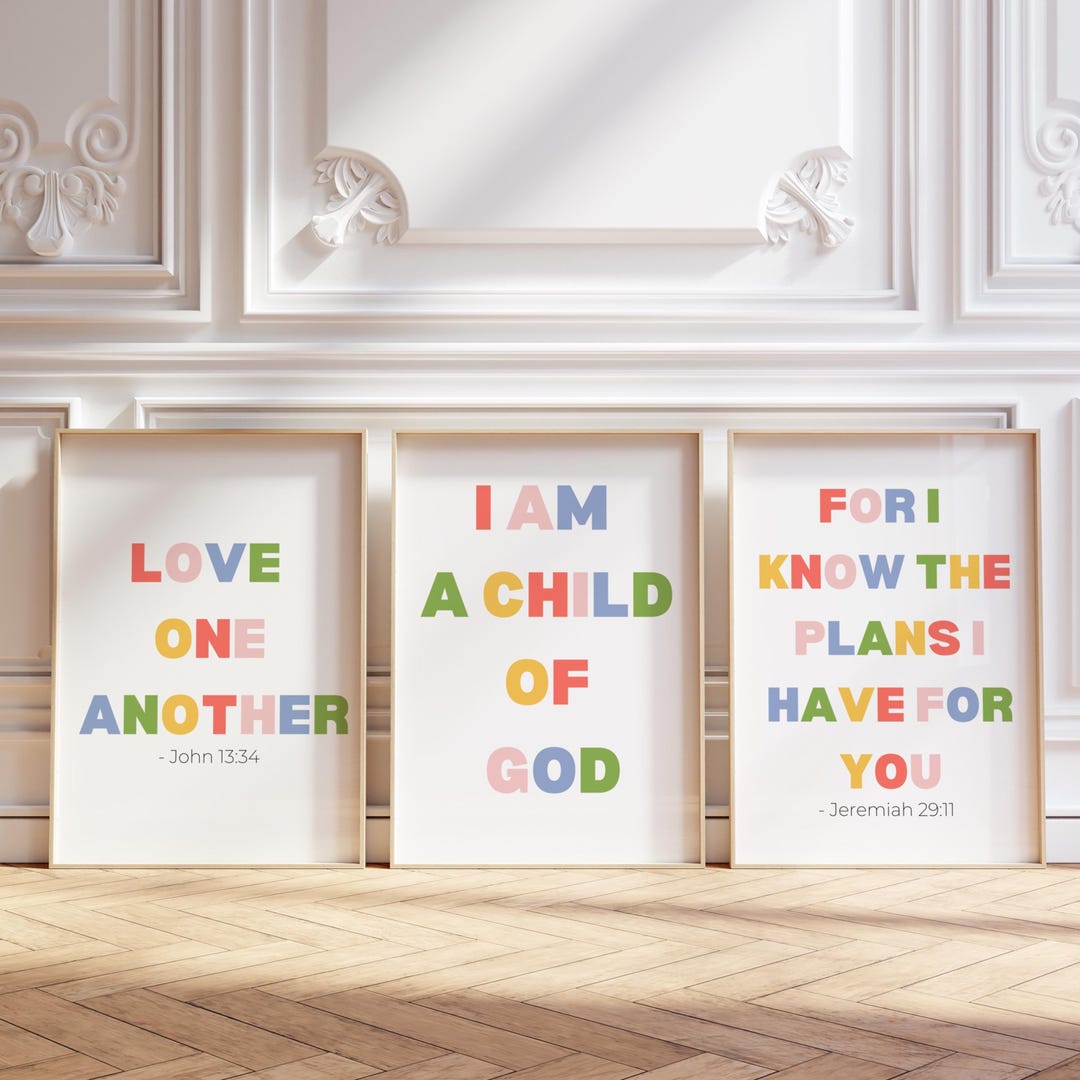 Bible Verse Wall Art Bundle of 3, Christian Nursery Print, LDS ...