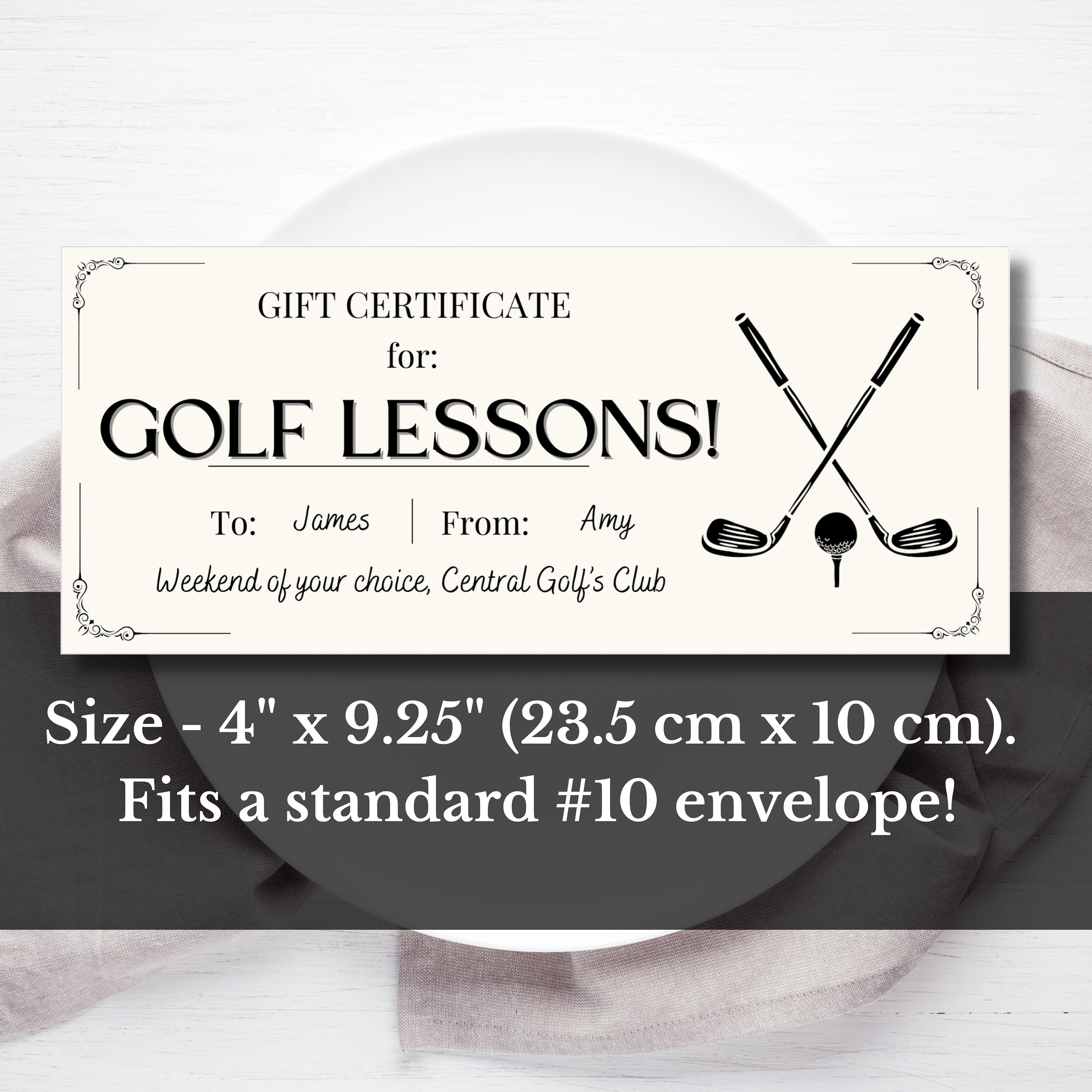 Custom Golf Lessons Ticket Voucher Printable, Surprise Golf Gift ...