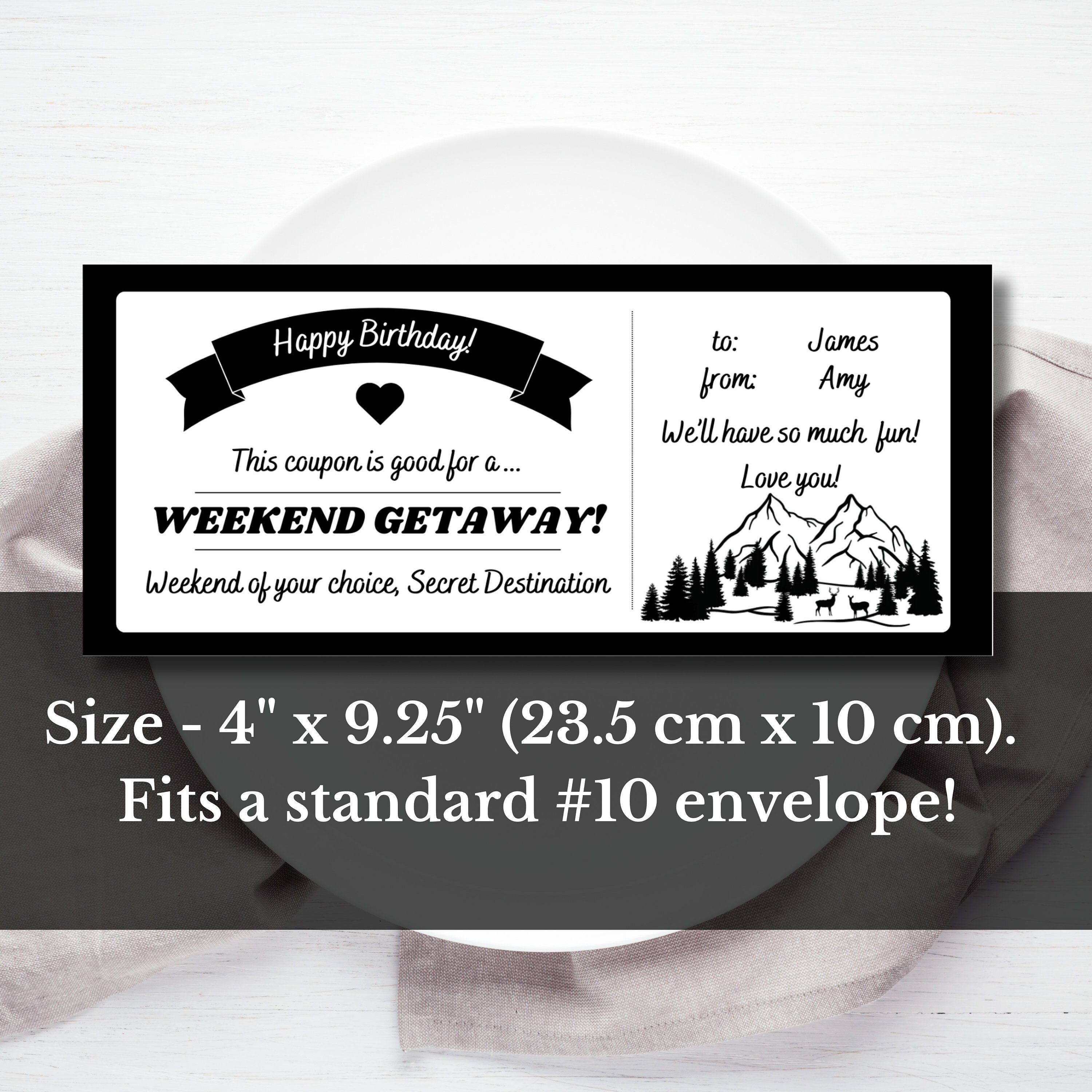 Weekend Getaway Trip Voucher Printable, Birthday Weekend Away Voucher ...