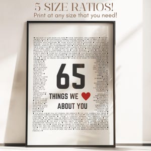 65th Birthday Gift for Grandpa Grandmother Poster, Personalized 65 ...