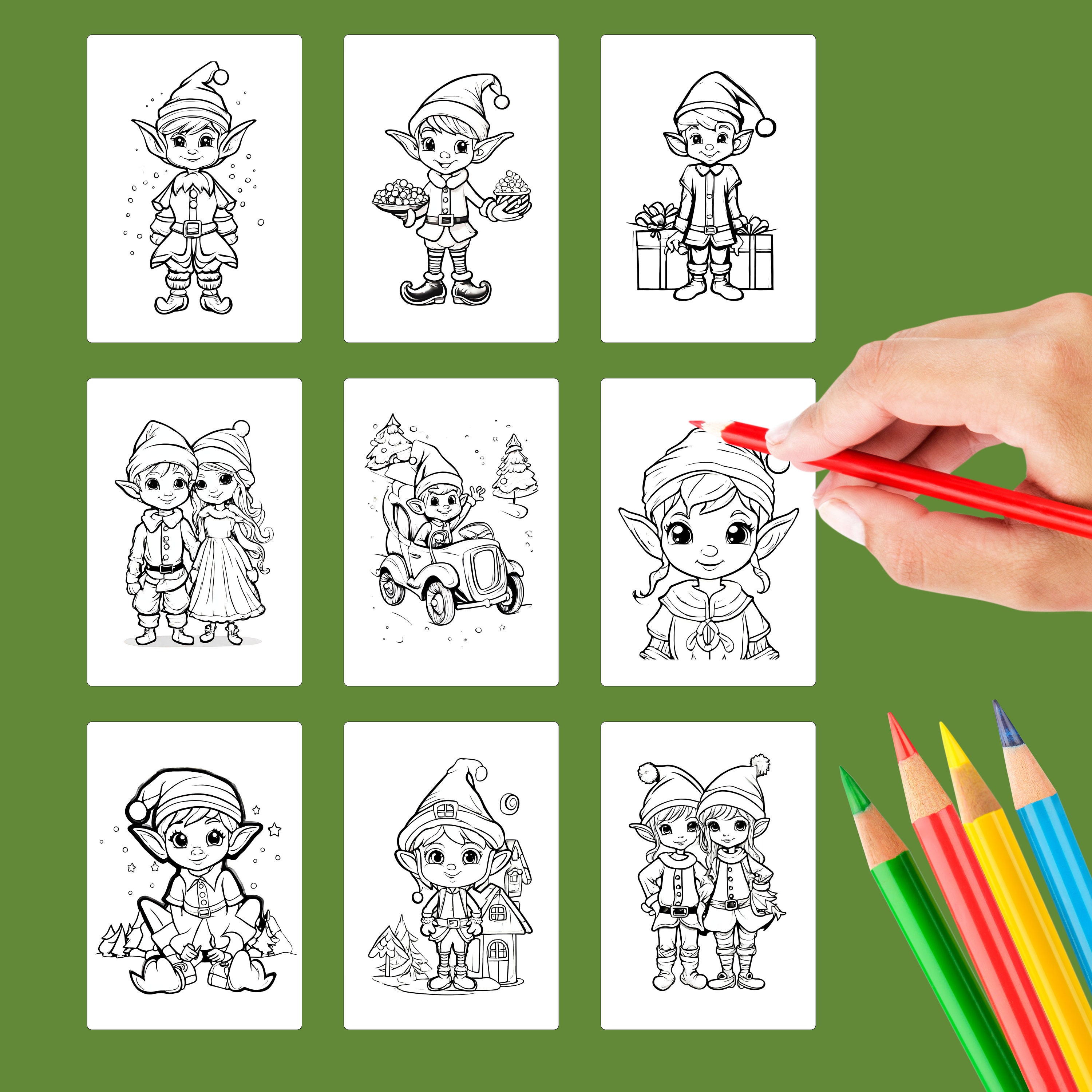 Woodland Elf Coloring Page PRINTABLE Elf Props Cozy Coloring - Etsy
