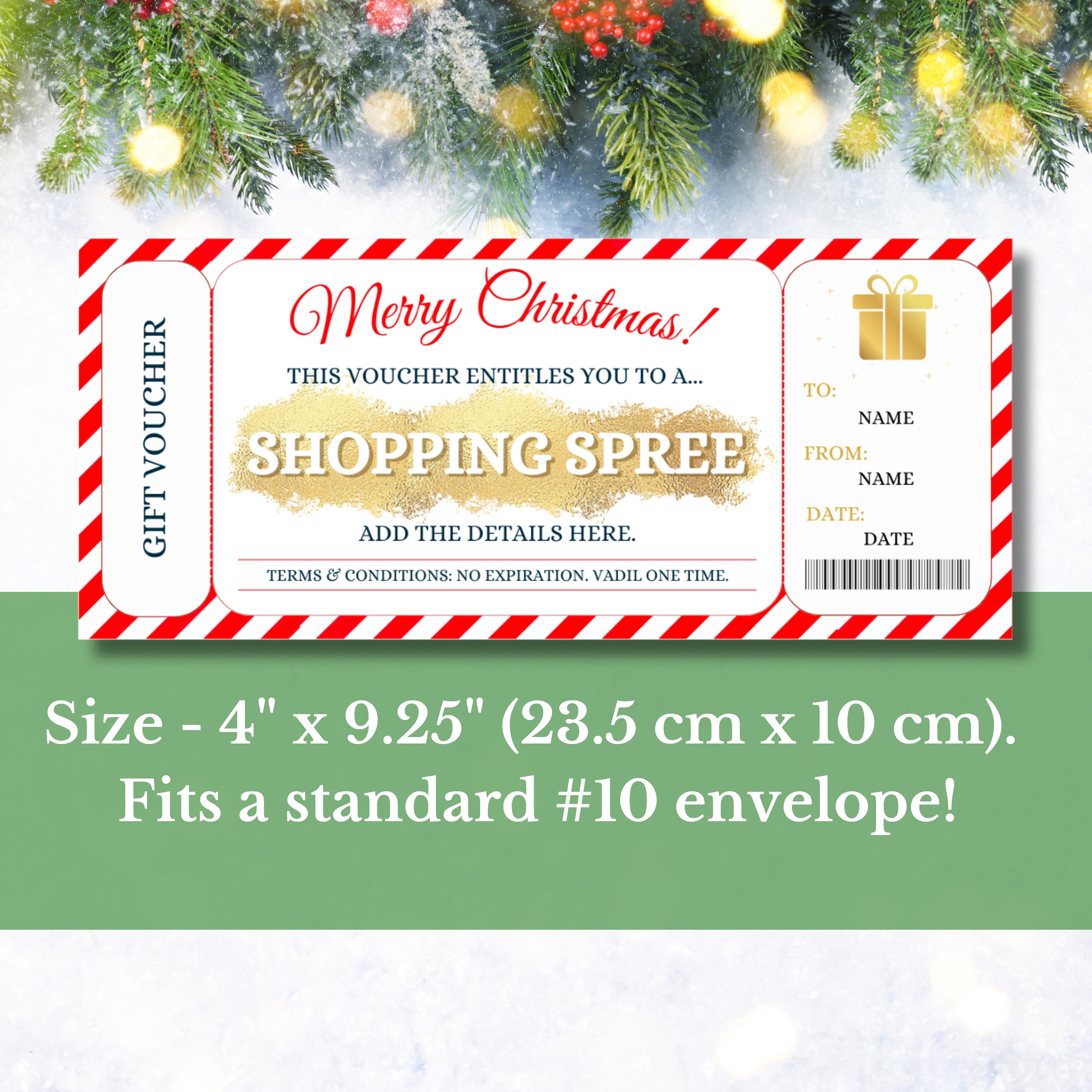 Christmas Shopping Spree Card Printable Voucher Template - Etsy