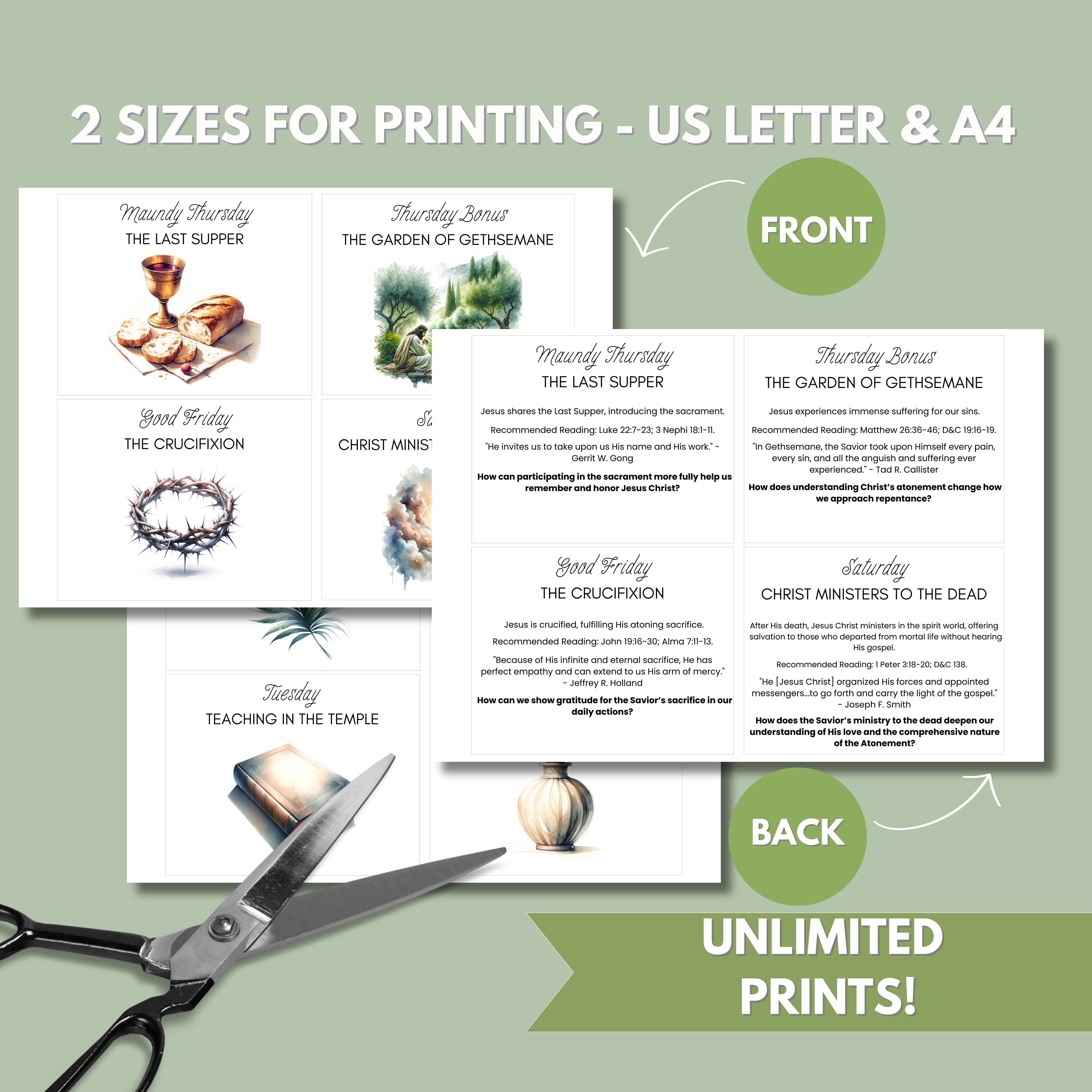 LDS Holy Week Study Cards Printable, Easter Scripture Cards, LDS Easter ...