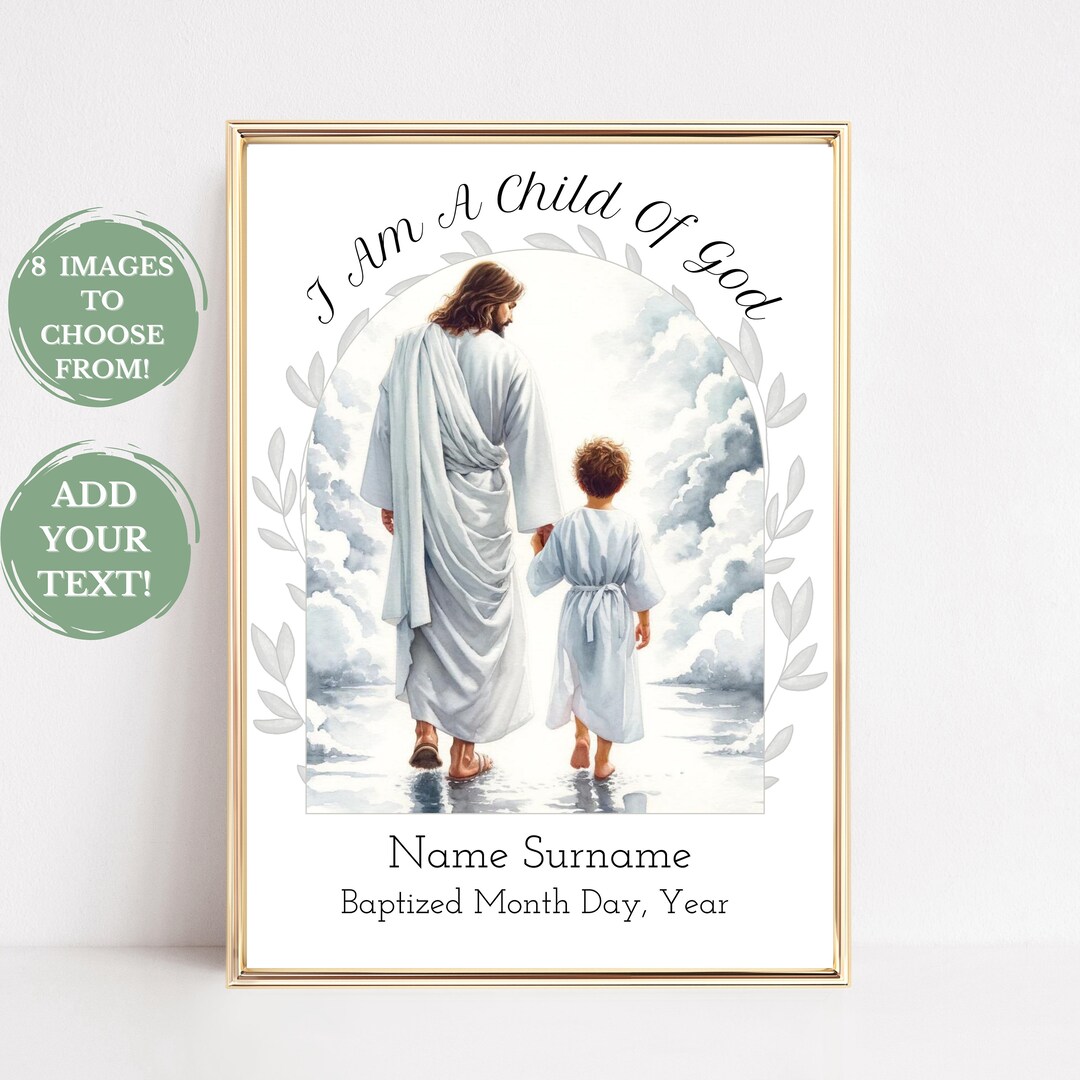 LDS Baptism Keepsake, Jesus Walking With Boy, I Am A Child of God Print ...