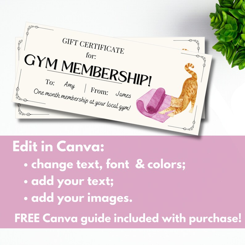 Gym Membership Printable Voucher Gift Certificate Template, Surprise ...