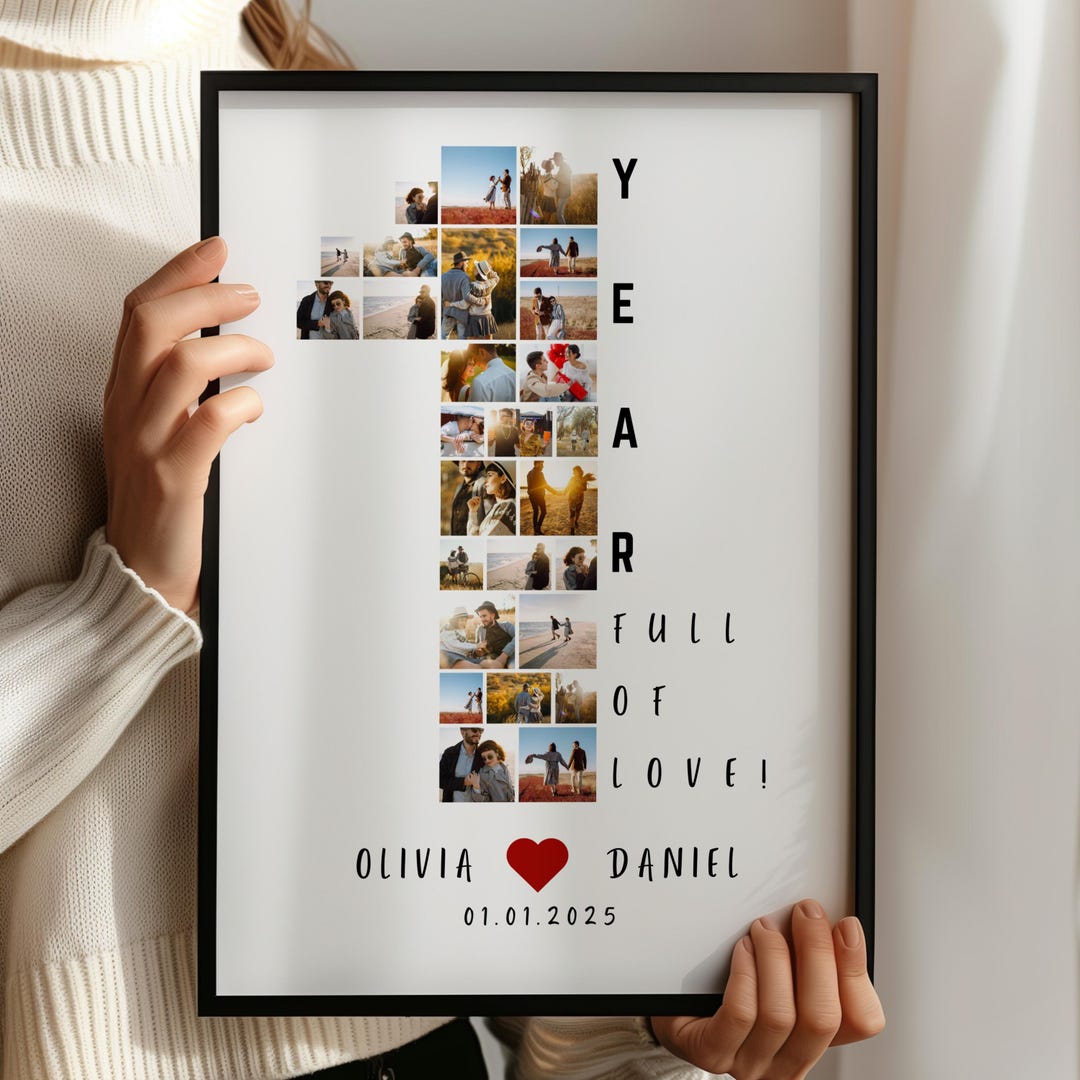 Year Full of Love Photo Collage, Custom Photo Collage Anniversary ...