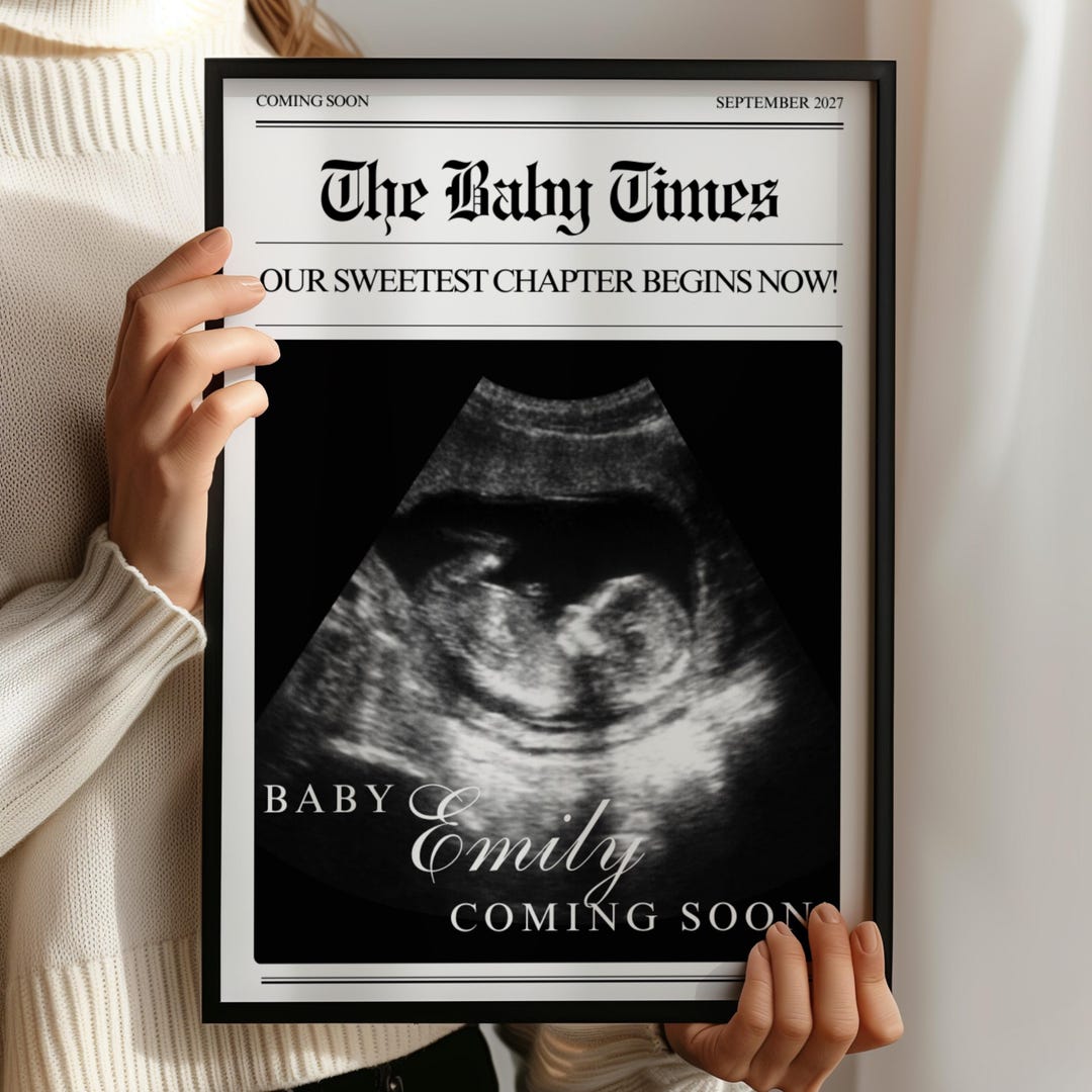 Baby Announcement Newspaper Template, Pregnancy Reveal Newspaper ...