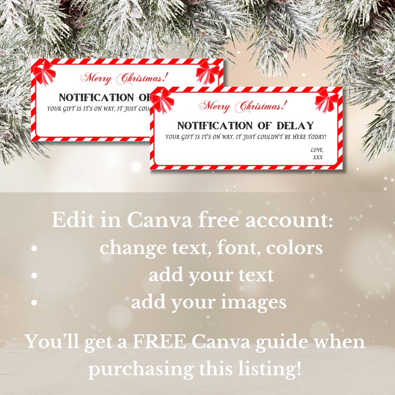 Late Christmas Gift Printable Template, Late Gift Letter, Delayed Gift ...