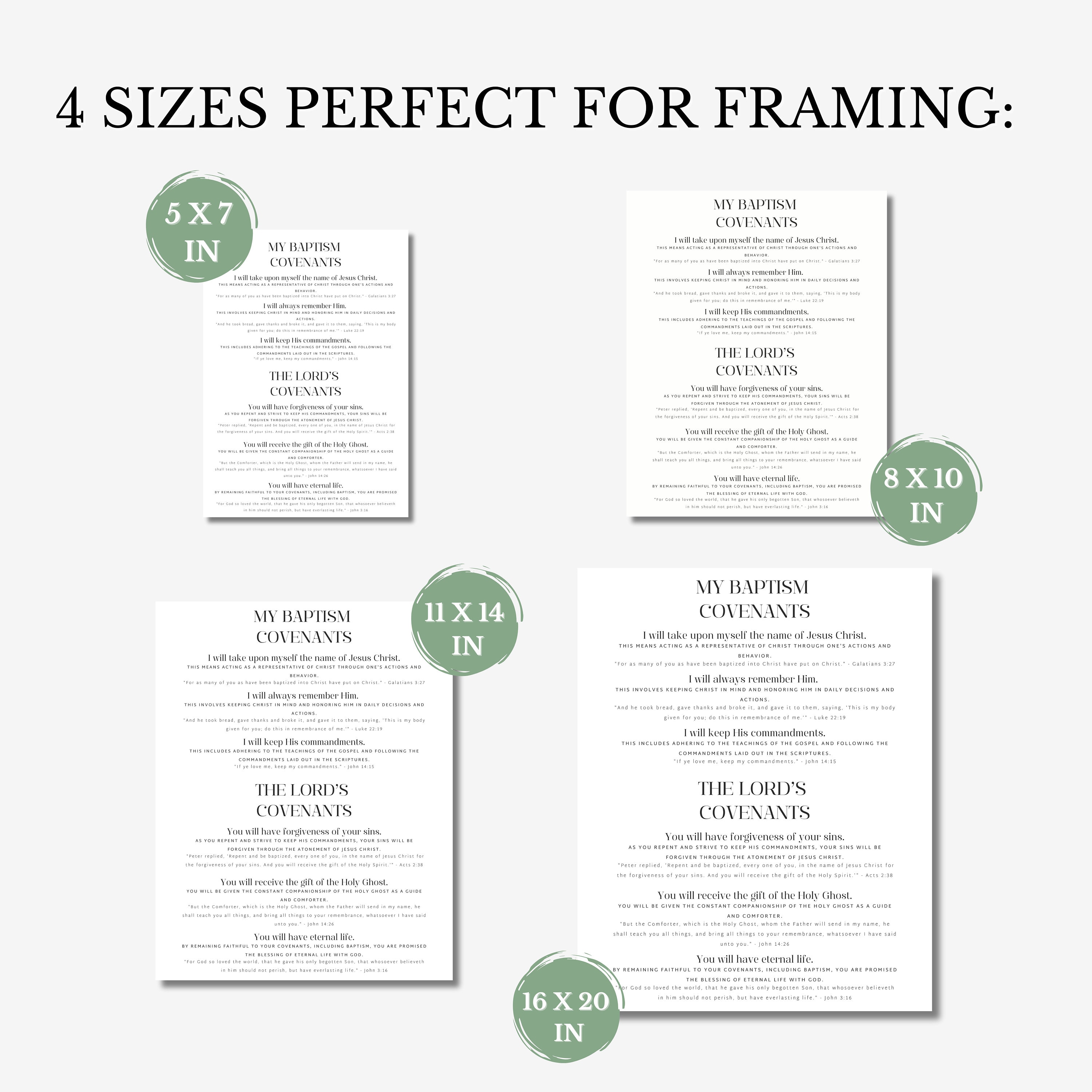 LDS Baptism Covenants Print, LDS Baptism Gift Religious Keepsake, LDS ...