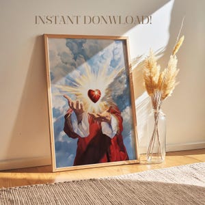 Sacred Heart of Jesus Wall Art, Christian Home Blessing, Catholic ...