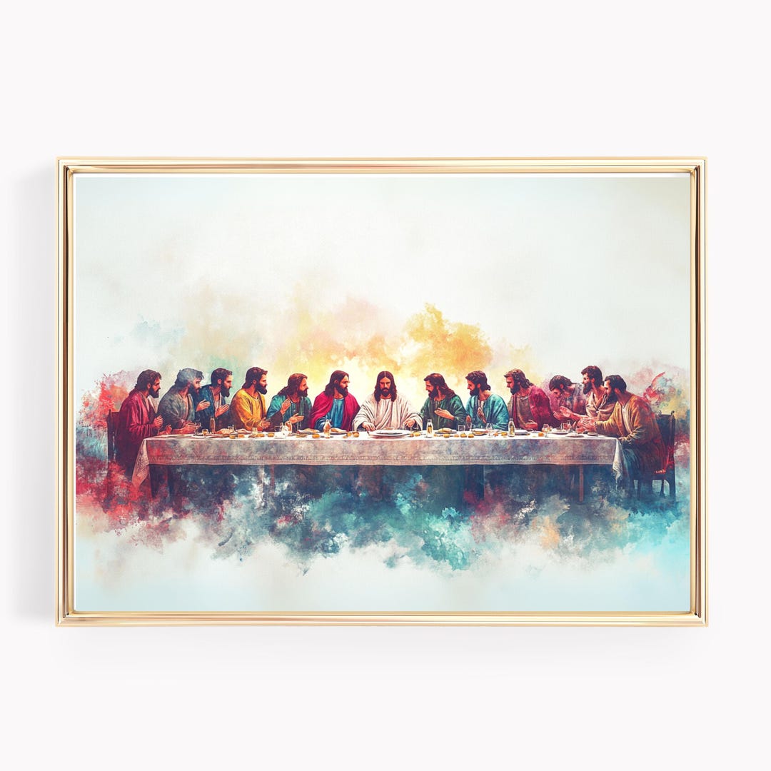 Last Supper Watercolor Horizontal Printable, Jesus LDS Wall Art ...