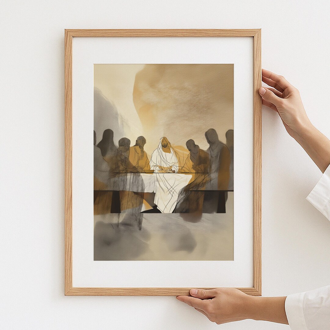 The Last Supper Sketch Art, Jesus and Disciples Communion Print ...