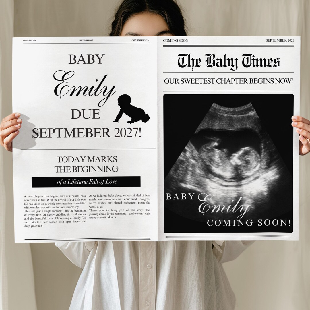 Pregnancy Reveal Newspaper Template, Editable Baby is Coming Newspaper ...