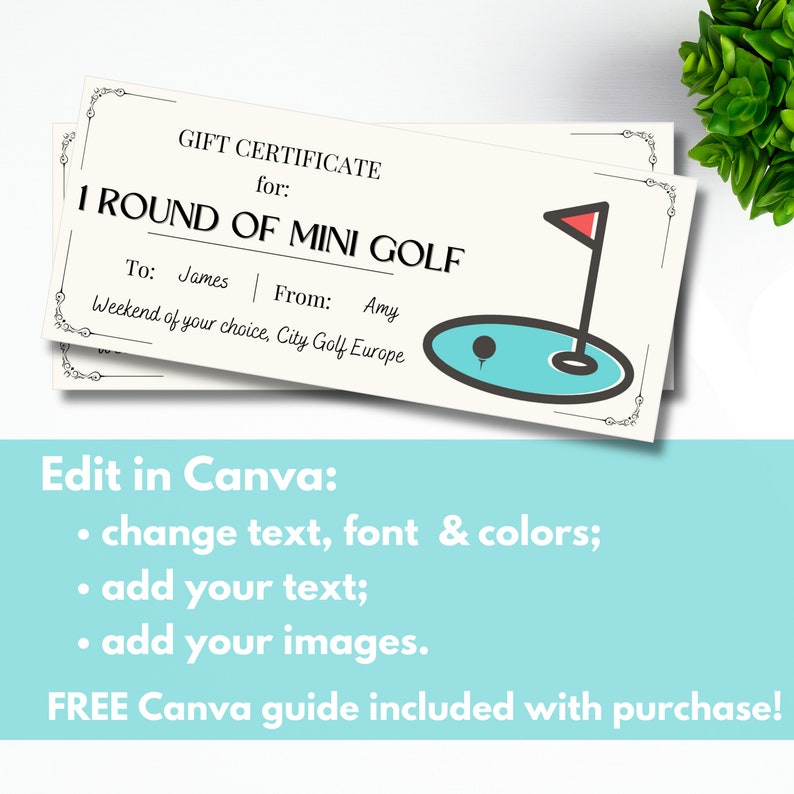 Mini Golf Gift Certificate, Miniature Golf Surprise Gift Voucher ...