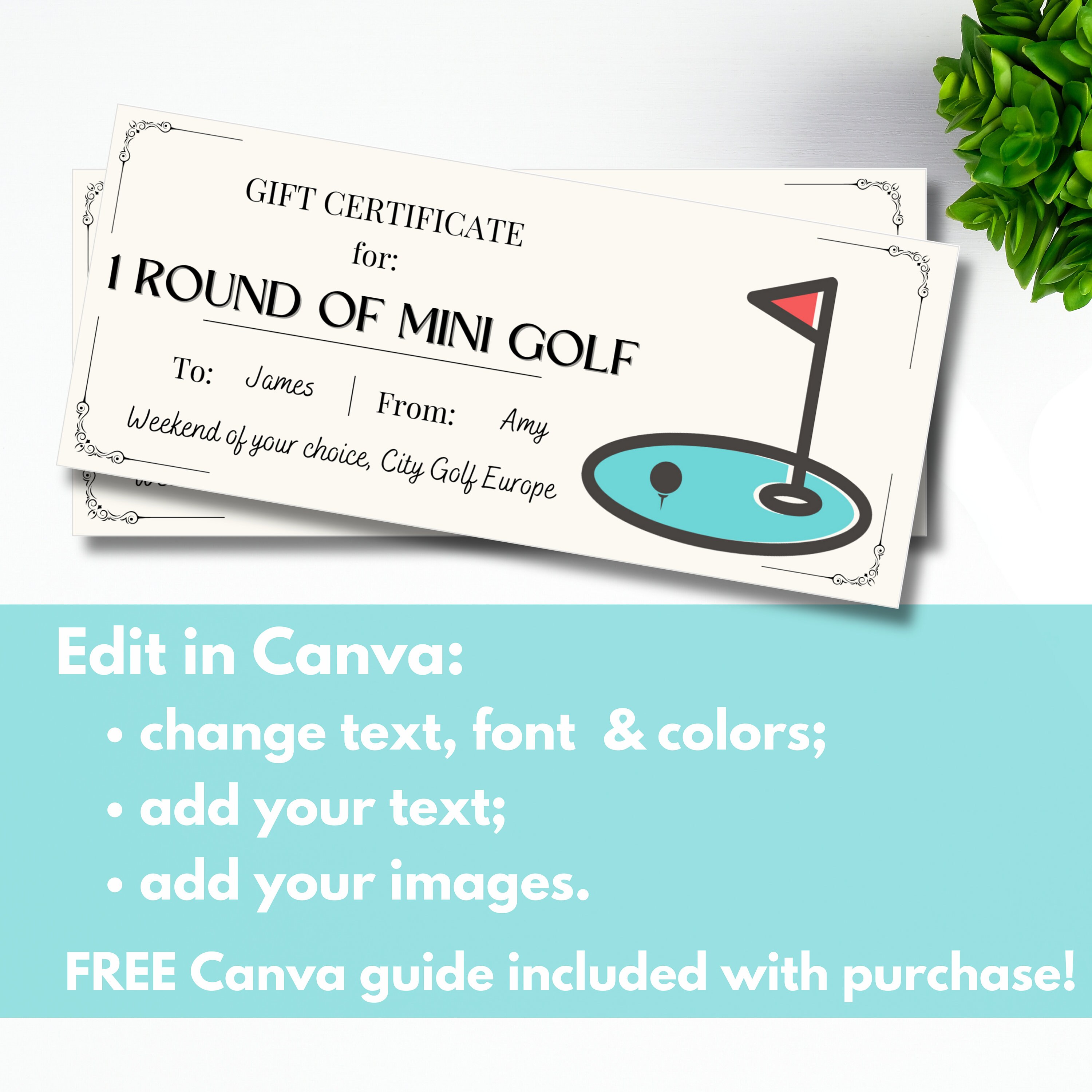 Mini Golf Gift Certificate, Miniature Golf Surprise Gift Voucher ...