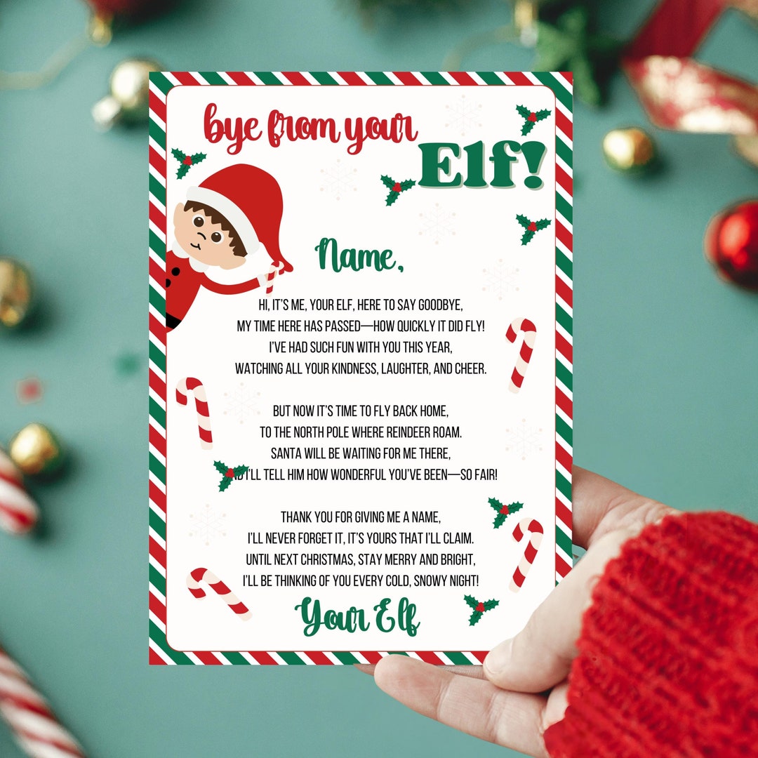 Goodbye From Your Elf, Elf Goodbye Letter, Christmas Elf Letter ...