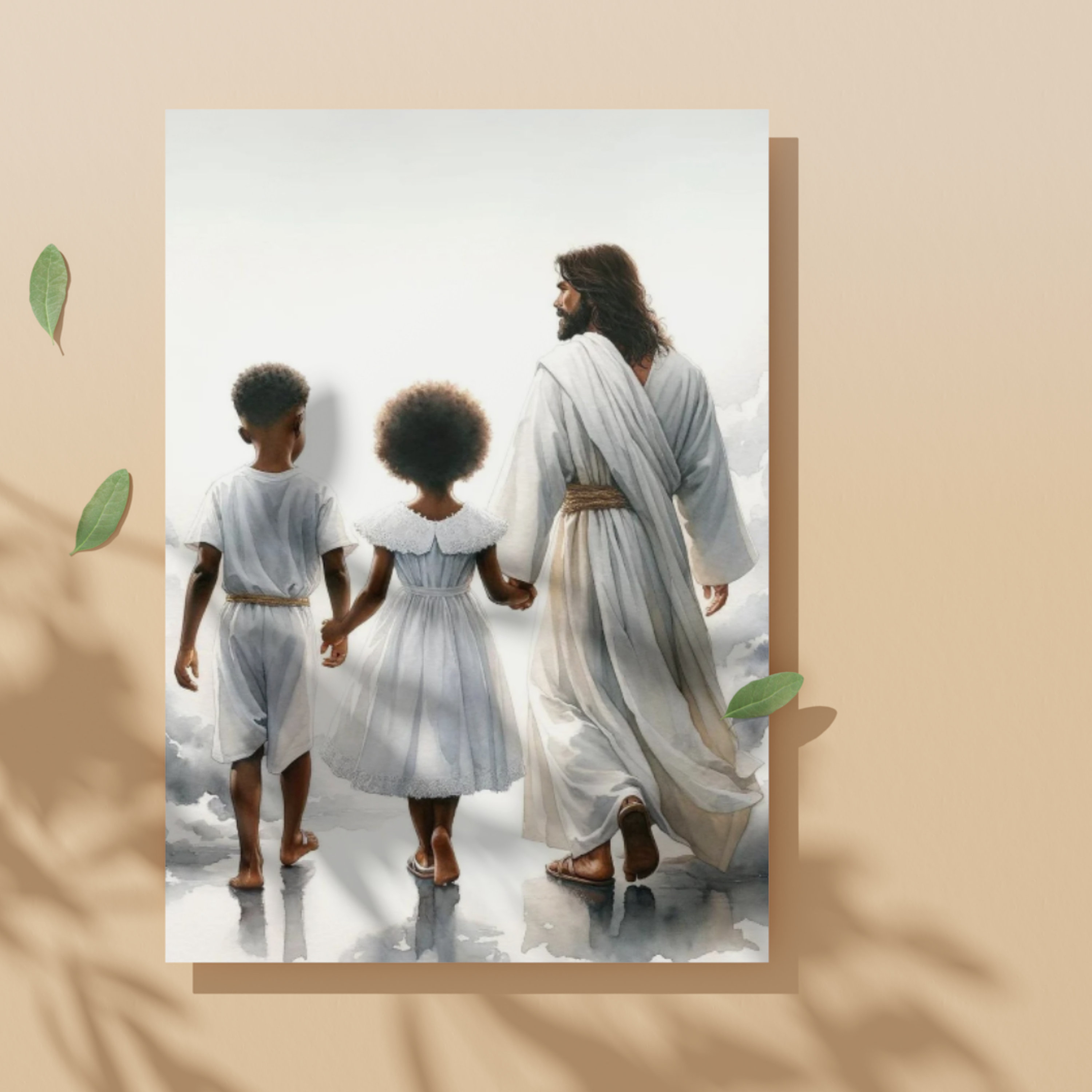Jesus With African American Black Children Boy and Girl Print Wall Art ...