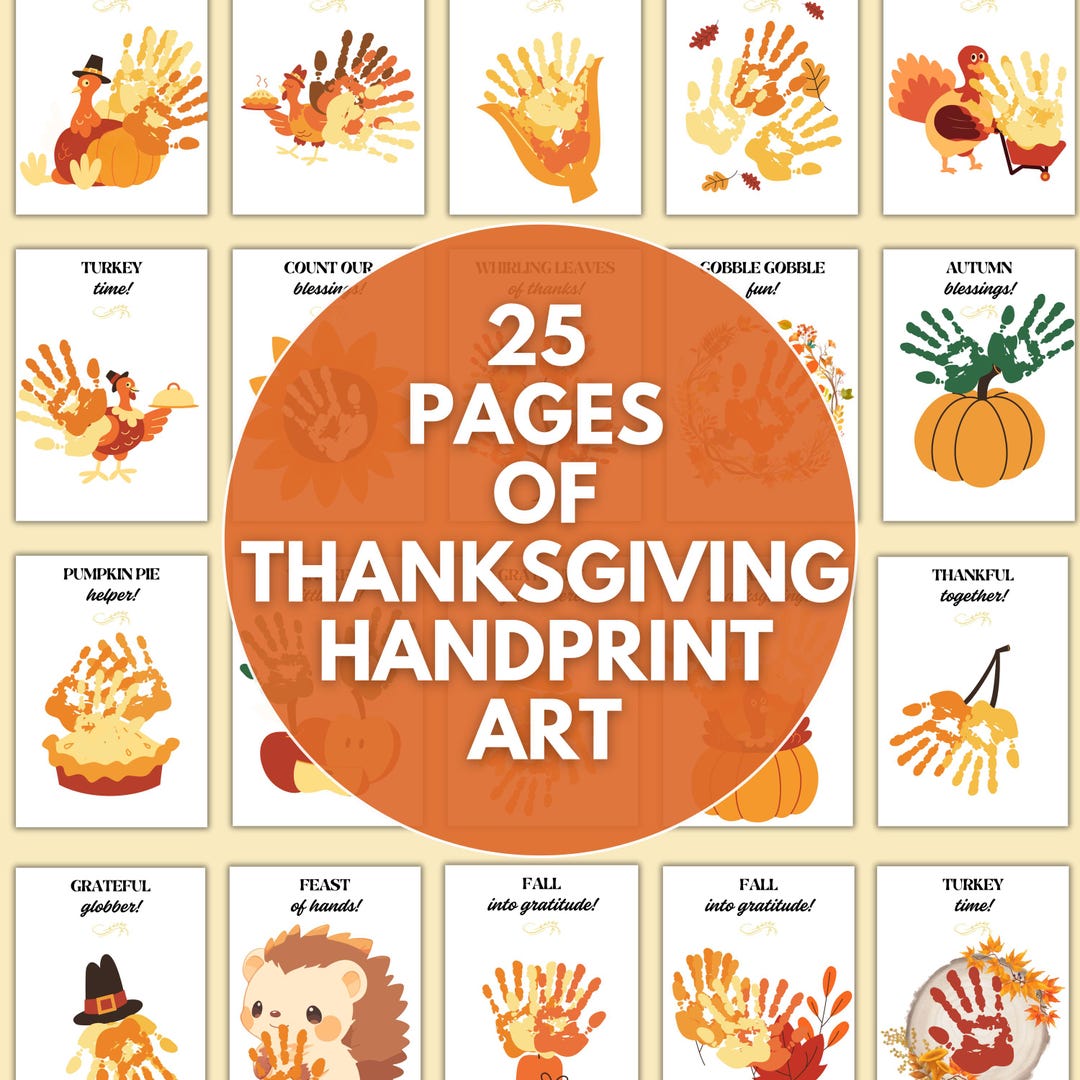 Thanksgiving Handprint Art Bundle, Turkey & Fall Crafts for Kids, Baby ...