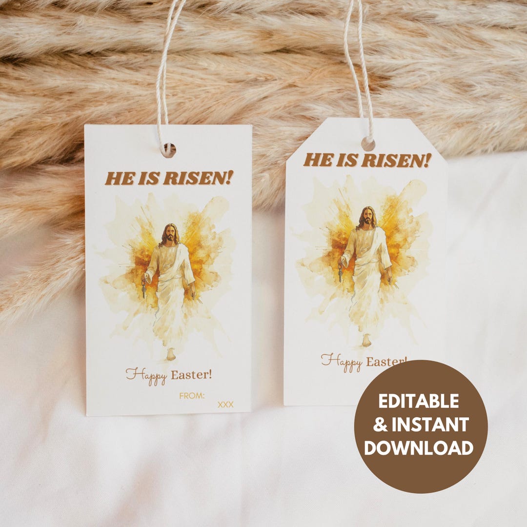Printable Easter Gift Tag, He is Risen LDS Ministering Tag, Religious ...