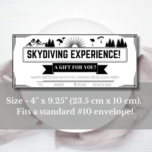 Skydiving Gift Certificate Template, Surprise Skydiving Ticket ...
