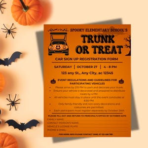 Editable Trunk or Treat Sign up Sheet, Printable Halloween Event ...