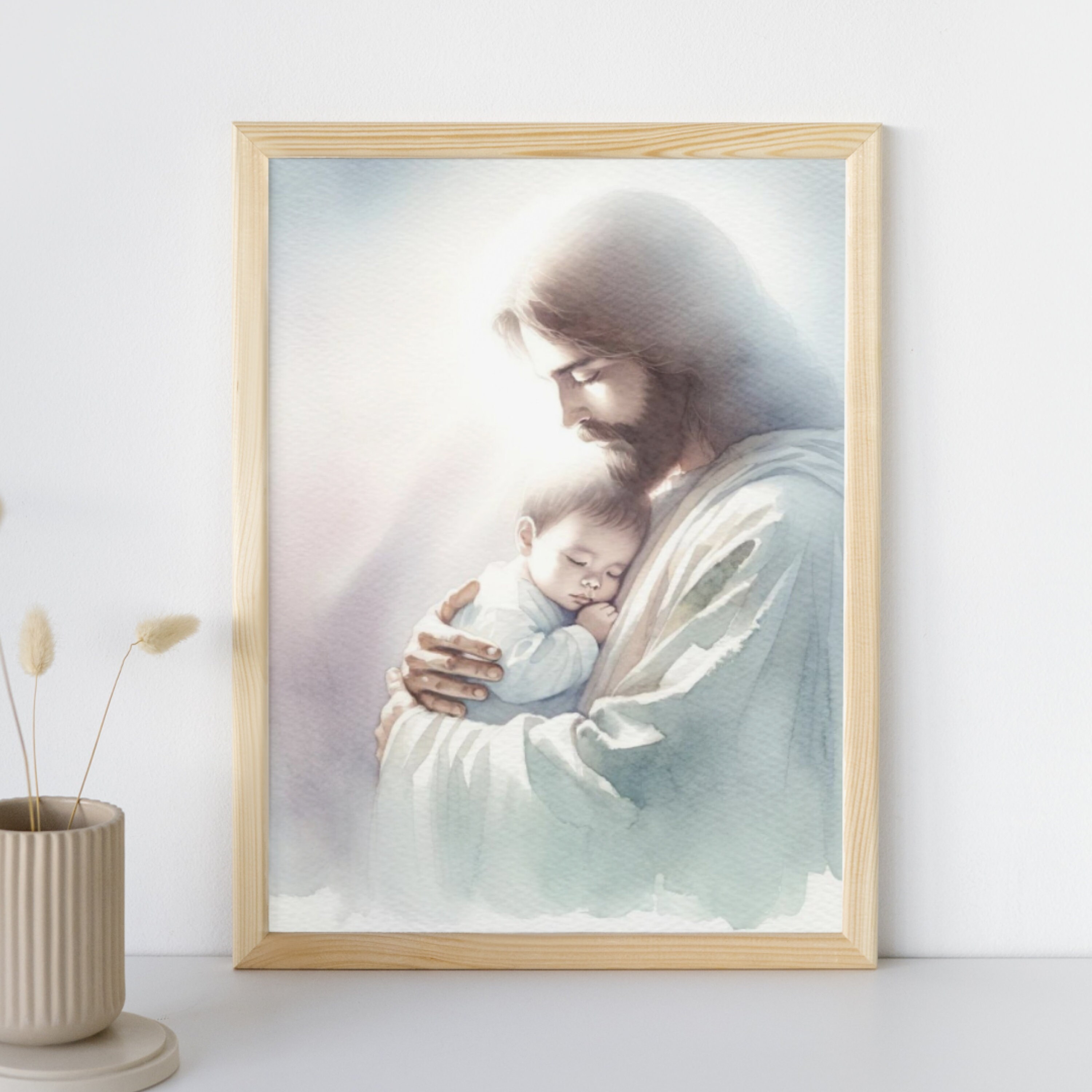 Jesus Holding Baby Print, Nursery Art, Miscarriage Grief Poster, Infant ...