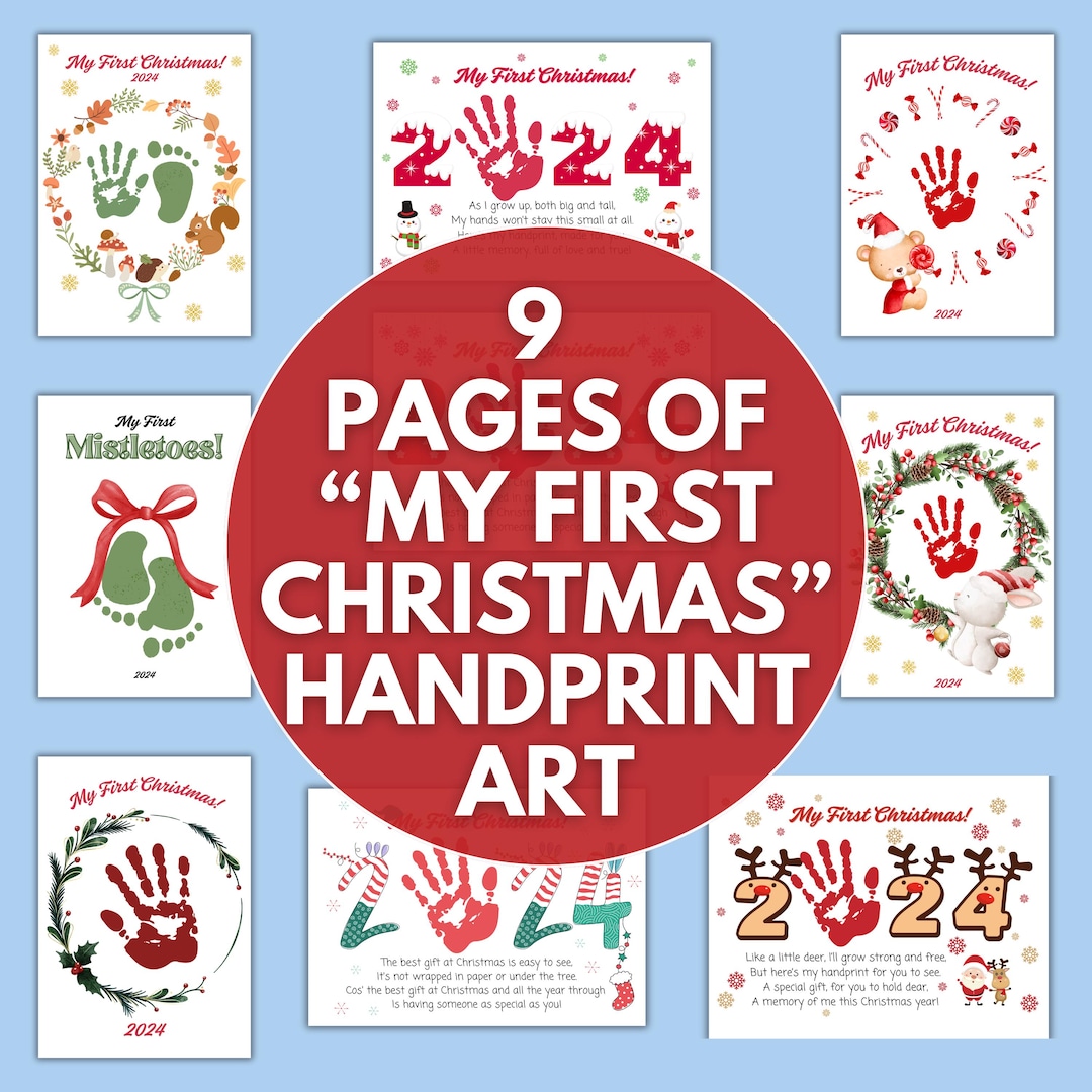 My First Christmas 2024 Handprint Art Bundle, Baby Keepsake Craft ...