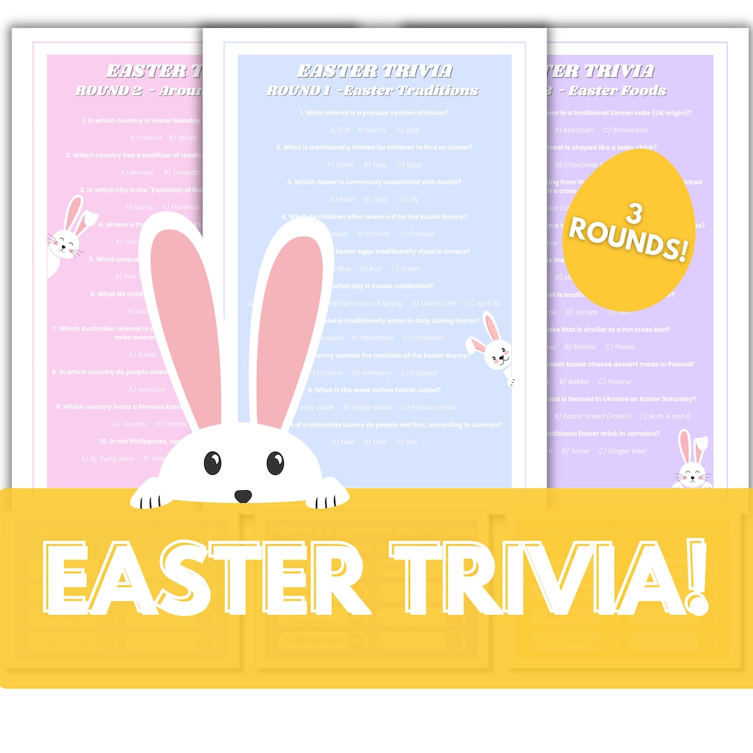 Easter Trivia Party Printable PDF, Easter Games for Adults, Spring ...