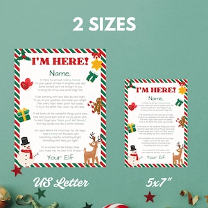 First Time Elf Arrival Letter, Christmas Elf Welcome Letter I'm Here ...
