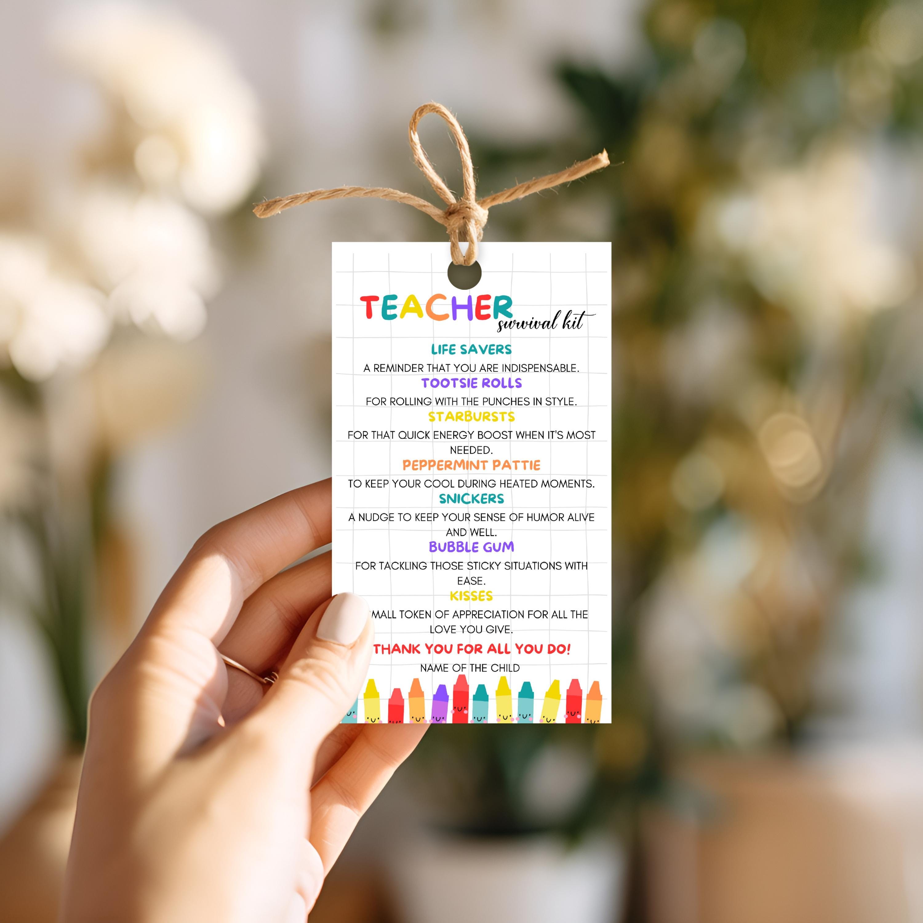 Editable Teacher Survival Kit Gift Tag, First Day of School & Back to ...