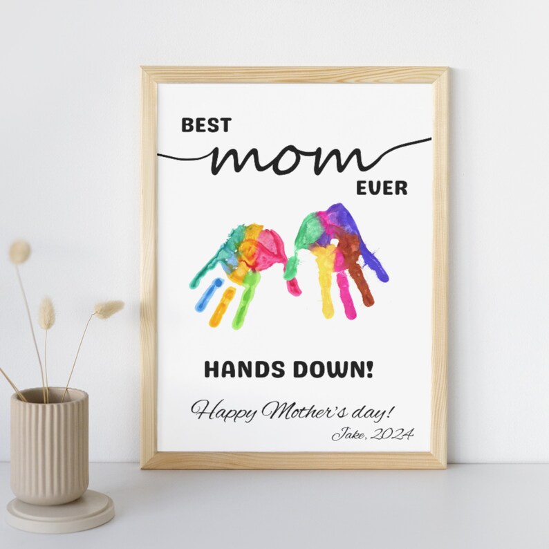 Mother's Day Handprint Art Printable Gift, Best Mom Ever Hands Down ...