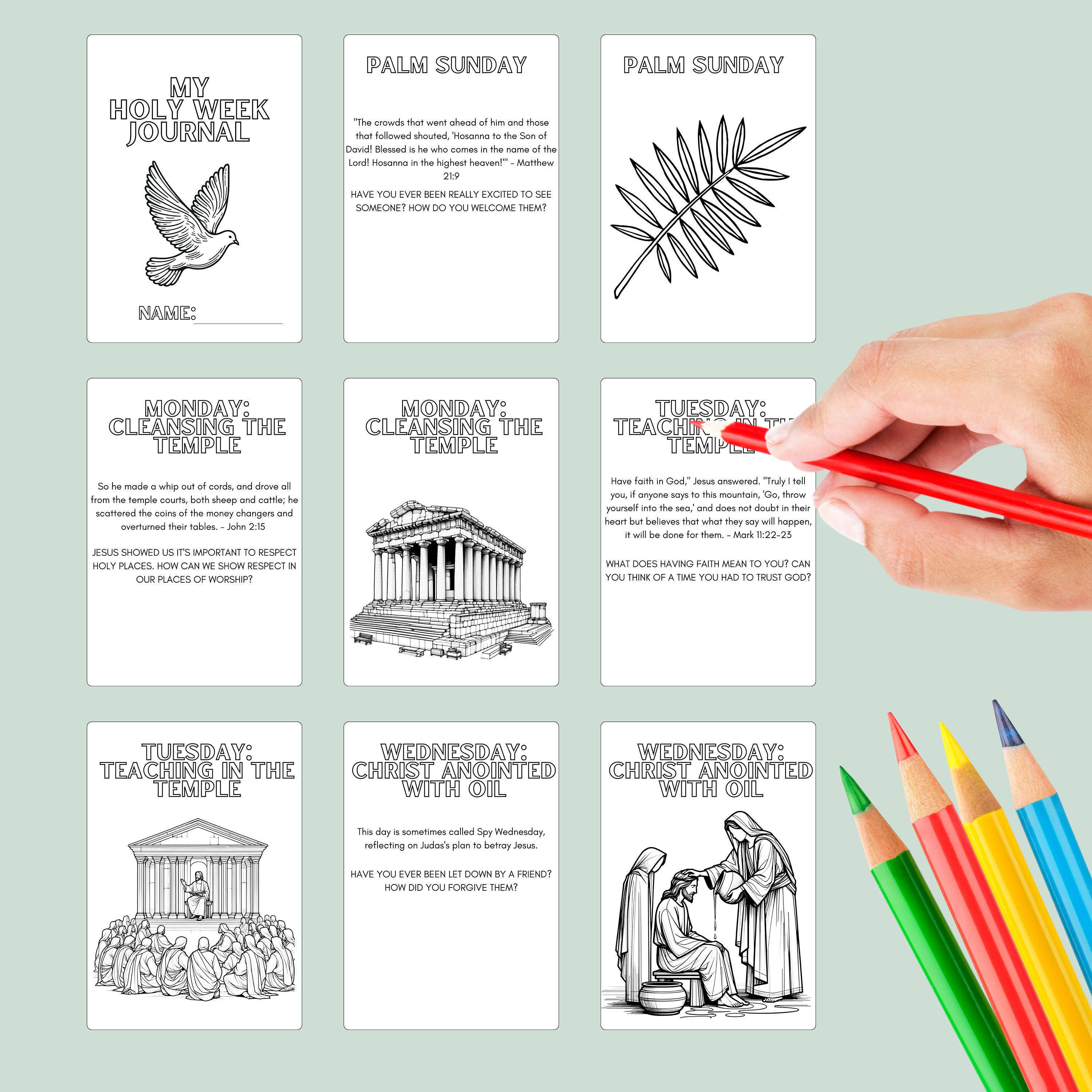 Holy Week Printable Journal for Kids: Easter Reflections & Coloring ...