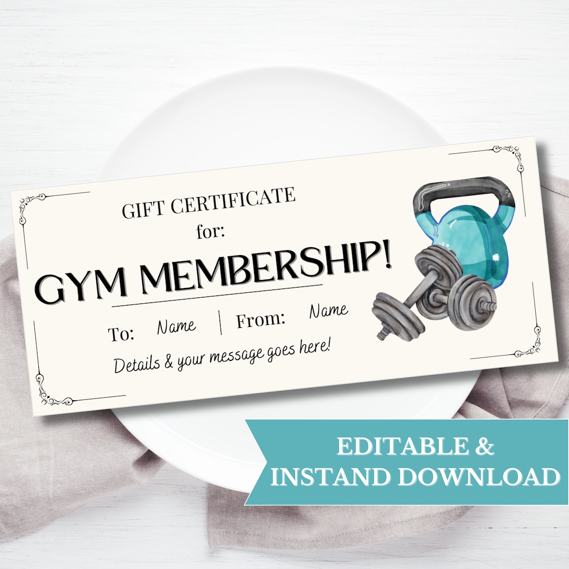 Gym Membership Gift Coupon Template, Last Minute Gift Certificate ...