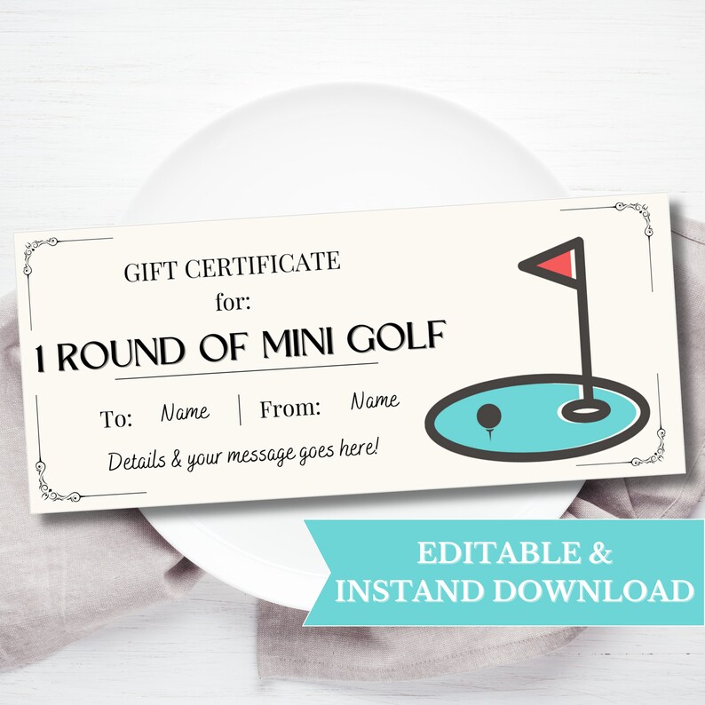 Mini Golf Gift Certificate, Miniature Golf Surprise Gift Voucher ...
