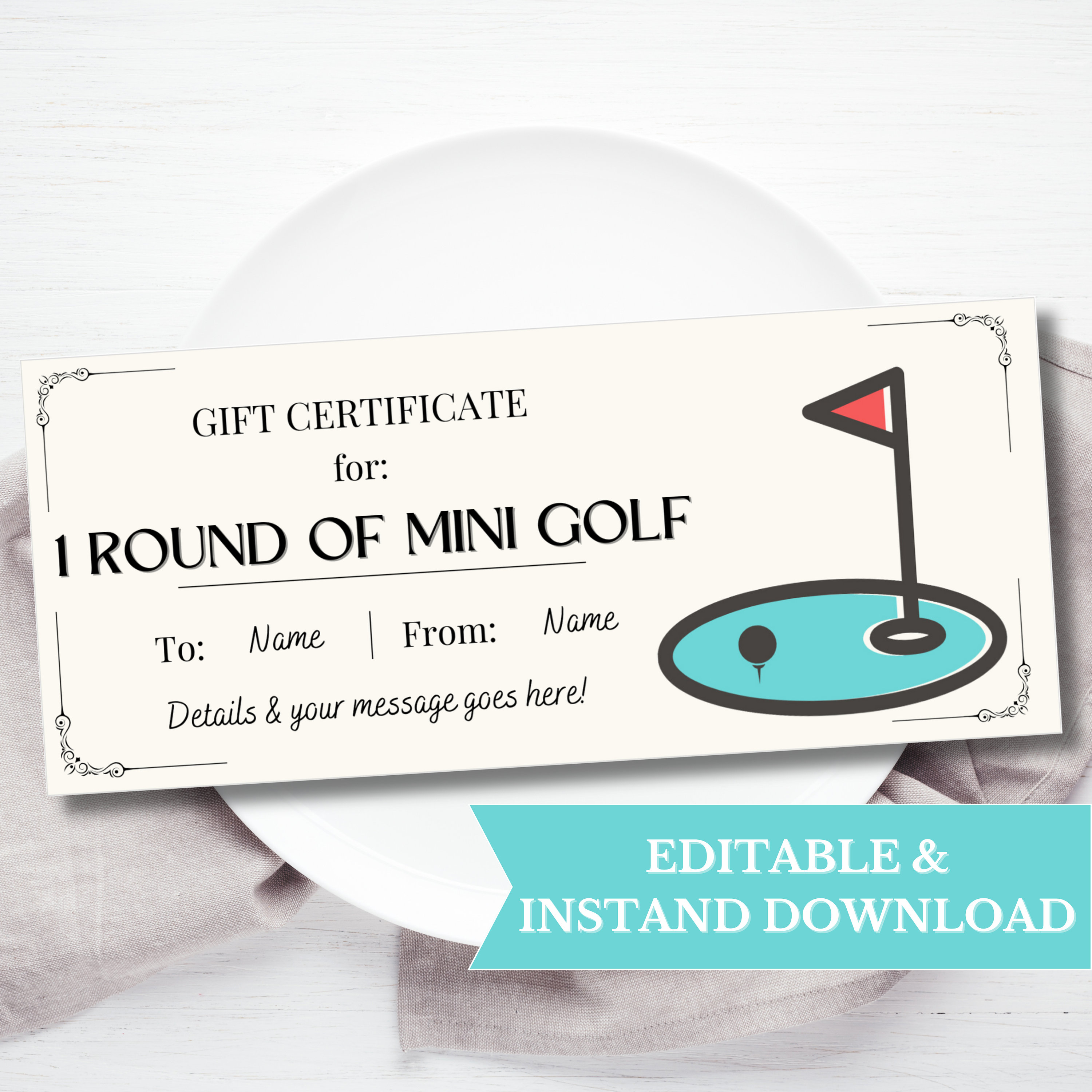 Mini Golf Gift Certificate, Miniature Golf Surprise Gift Voucher ...