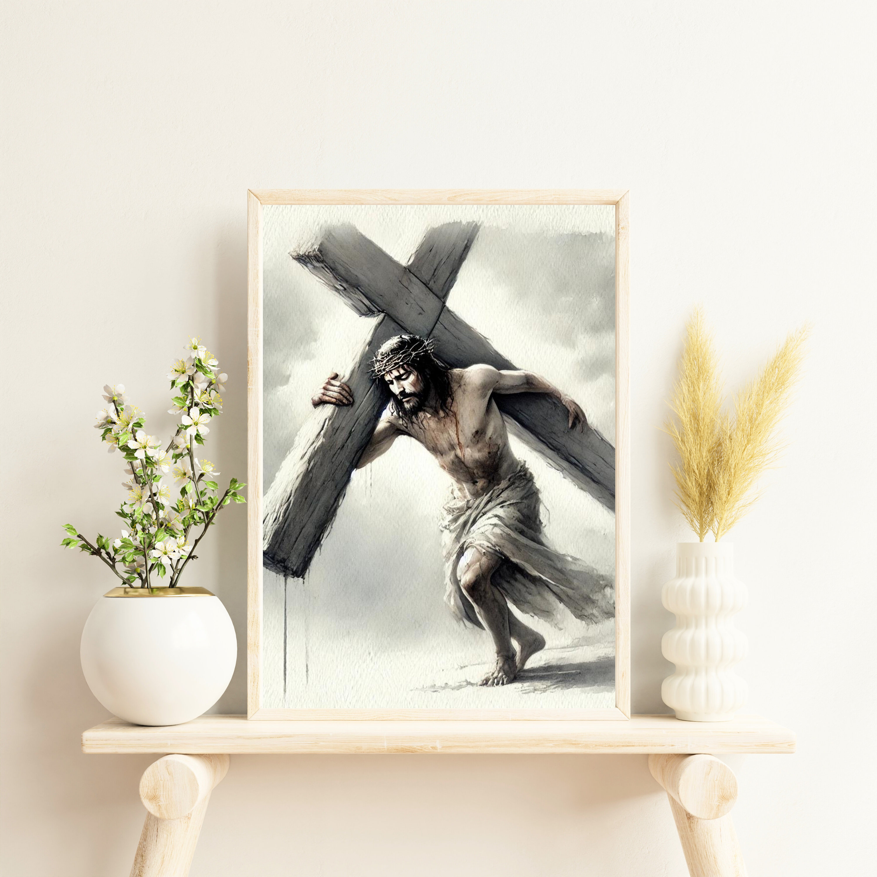 Modern Christ Carrying The Cross Art Inspired By Christ Carrying The