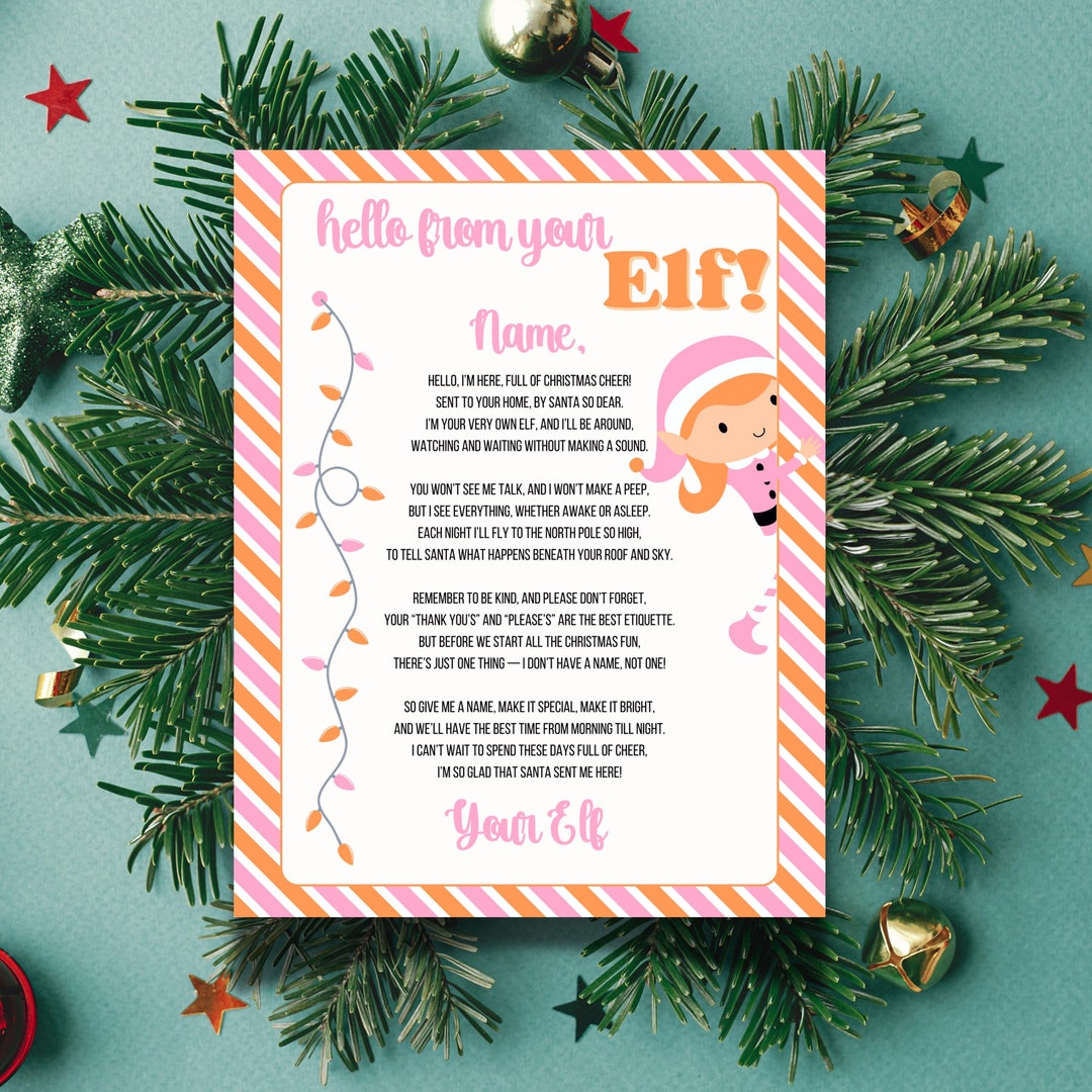 Editable Pink First Time Elf on the Shelf Arrival Letter Template ...