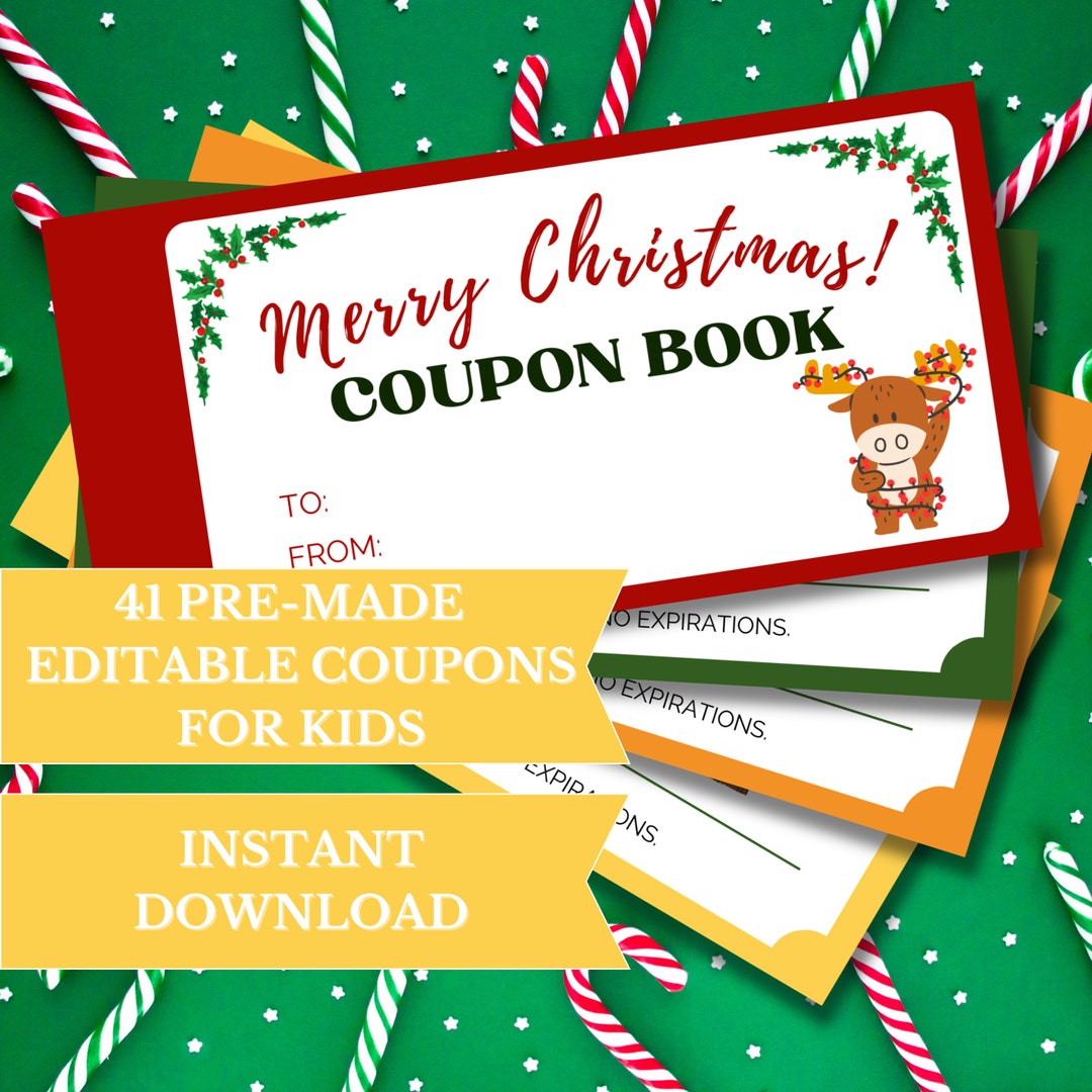 Christmas Coupon Book for Kids, Kids Coupon Book Template, Christmas ...