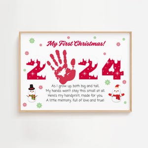 My First Christmas 2024 Handprint Keepsake, Baby Holiday Craft ...
