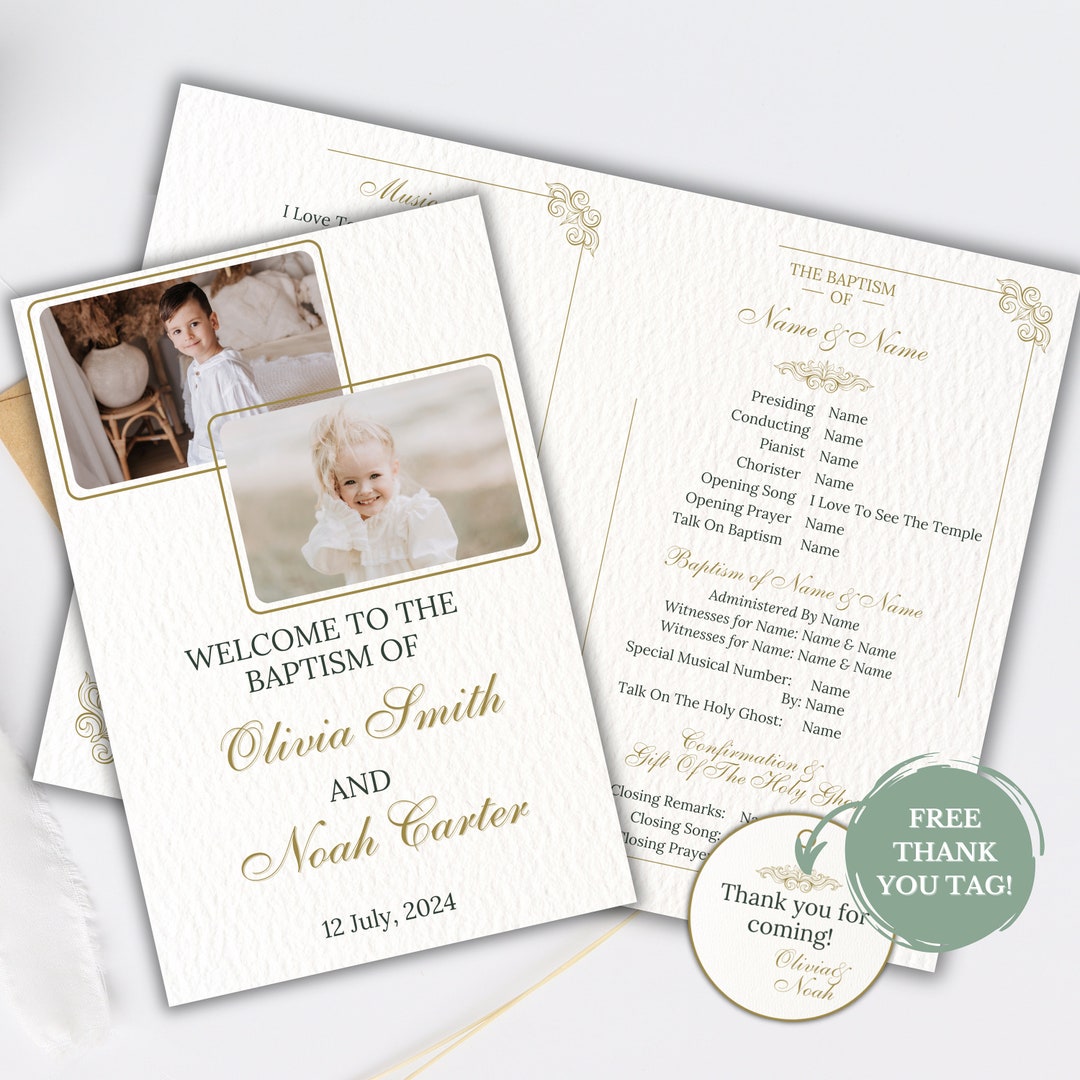 Joint LDS Baptism Program Editable Template for Two People - Girl or ...