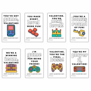 Funny Video Games Valentine Mini Cards, Printable Custom Swap Tags for ...
