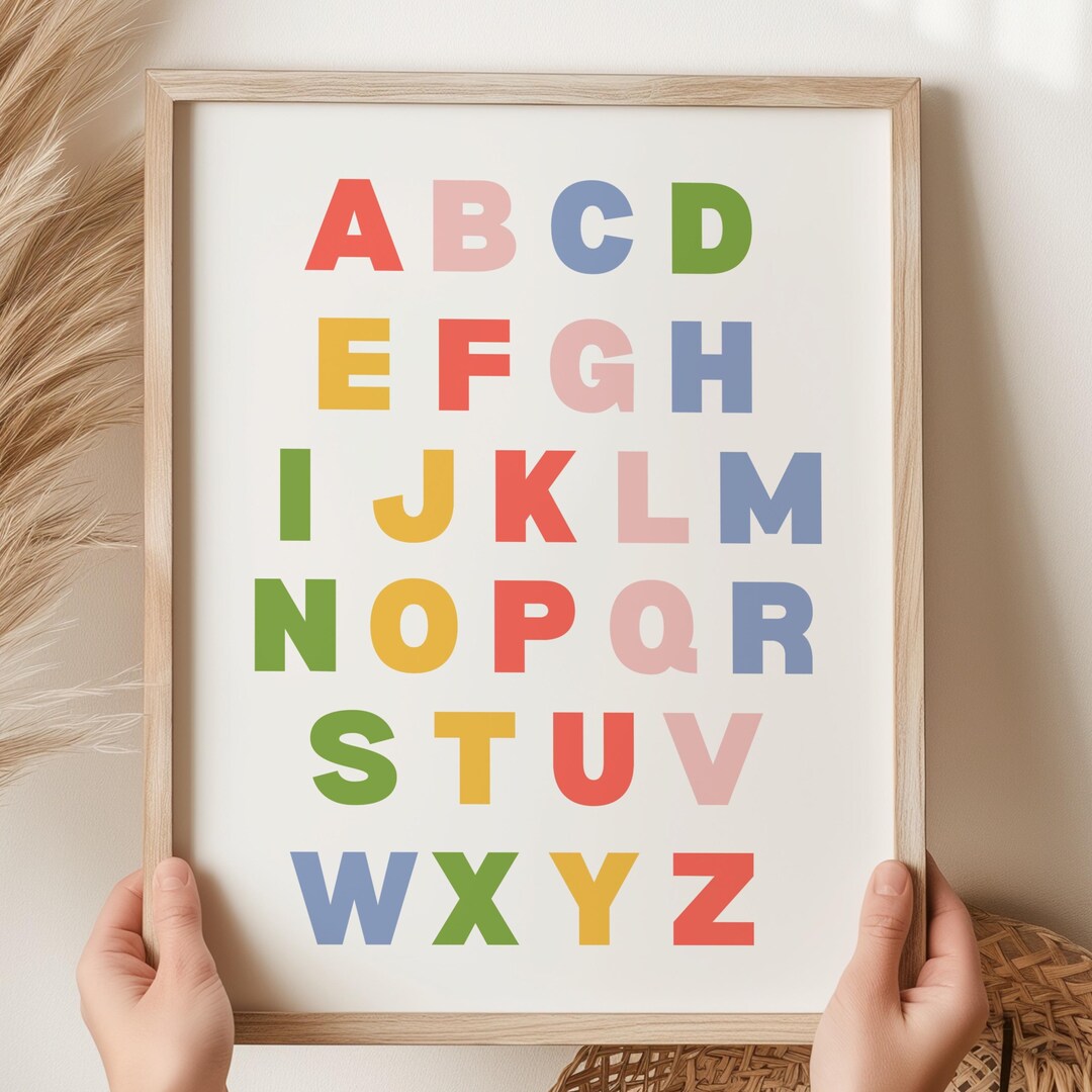 Alphabet Wall Art, ABC Printable Poster, Kids Learning Decor, Nursery ...