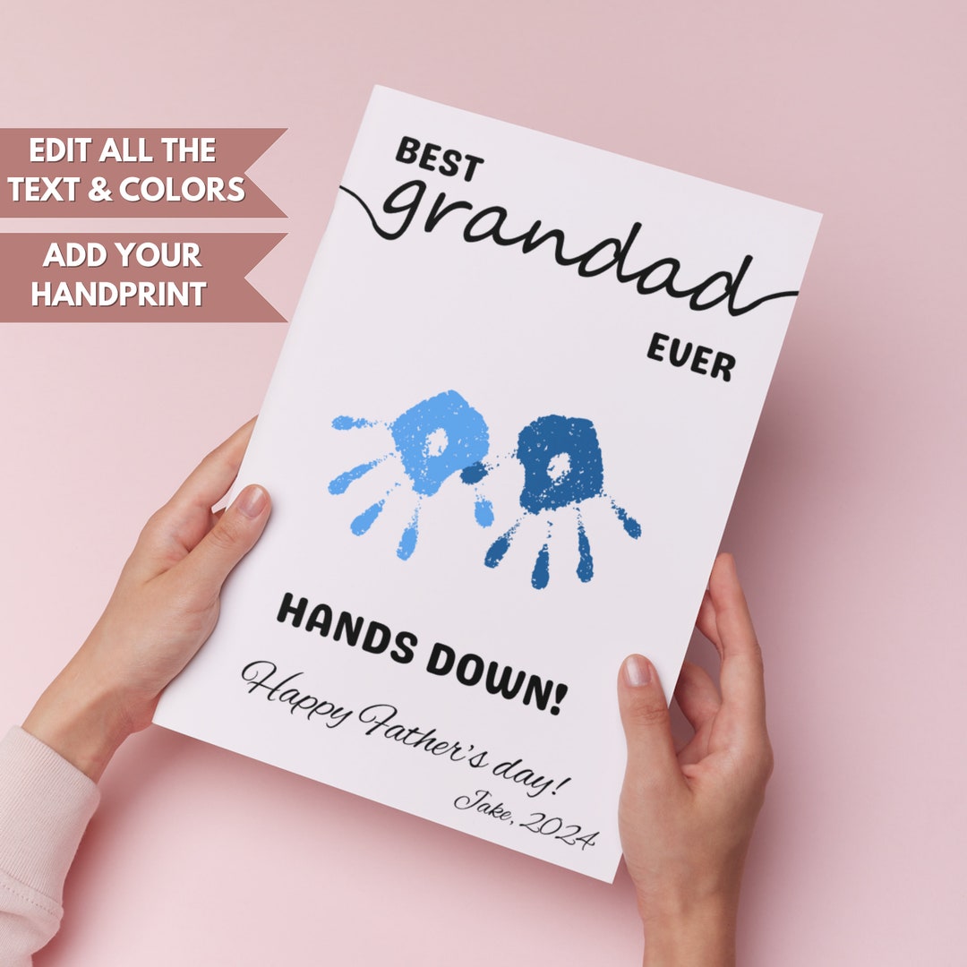 Best Grandad Ever Hands Down Father's Day Grandad Gift Handprint ...