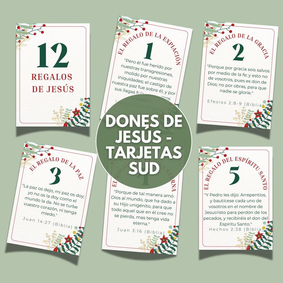 Tarjetas De Escritura De Los 12 Dones De Jesucristo Para El Adviento ...
