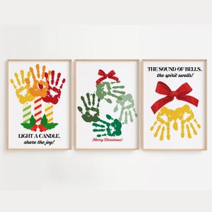 Christmas Handprint Art Printable Bundle, DIY Winter Holiday Keepsake ...